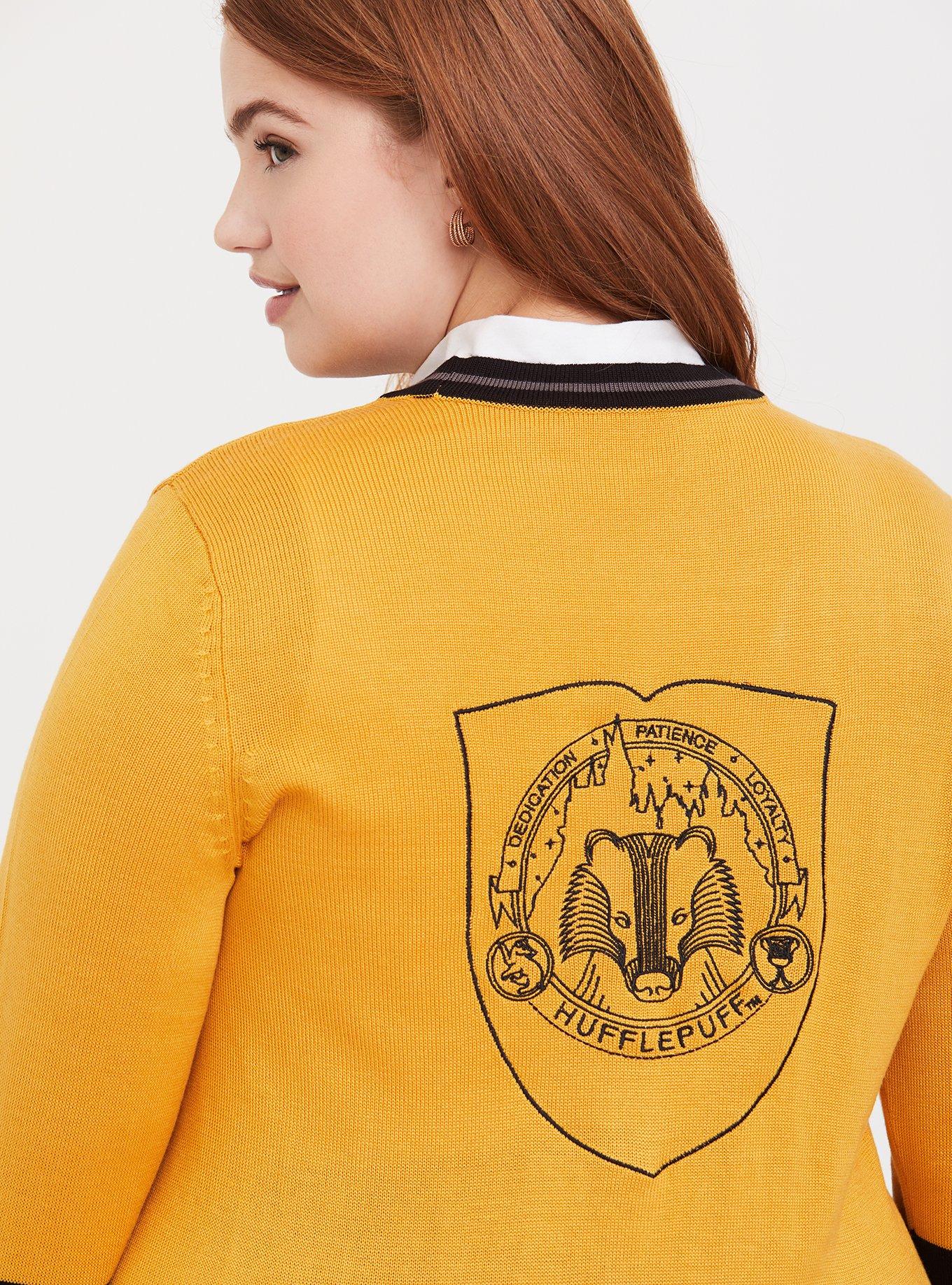 Plus Size - Harry Potter Hufflepuff Yellow Varsity Boyfriend Cardigan ...