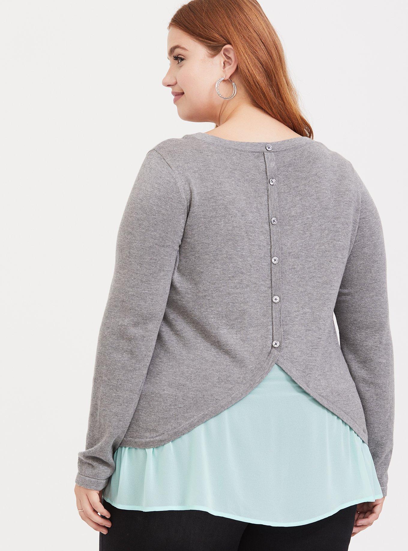 Plus Size - Disney the Little Mermaid Button Back 2fer Sweater - Torrid