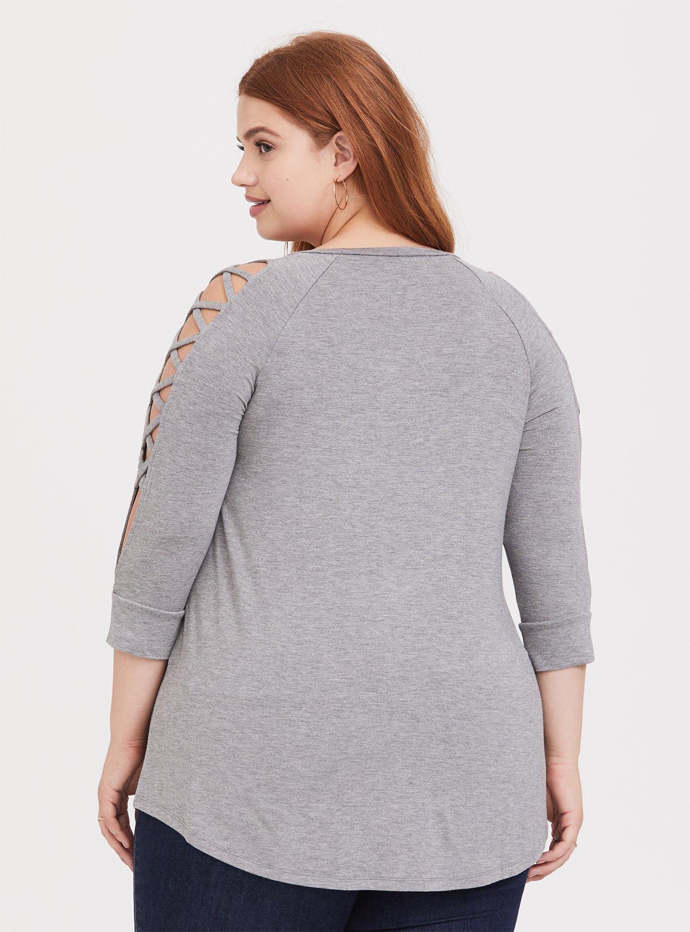 Plus Size - Disney Brave Merida Grey Lattice Sleeve Top - Torrid