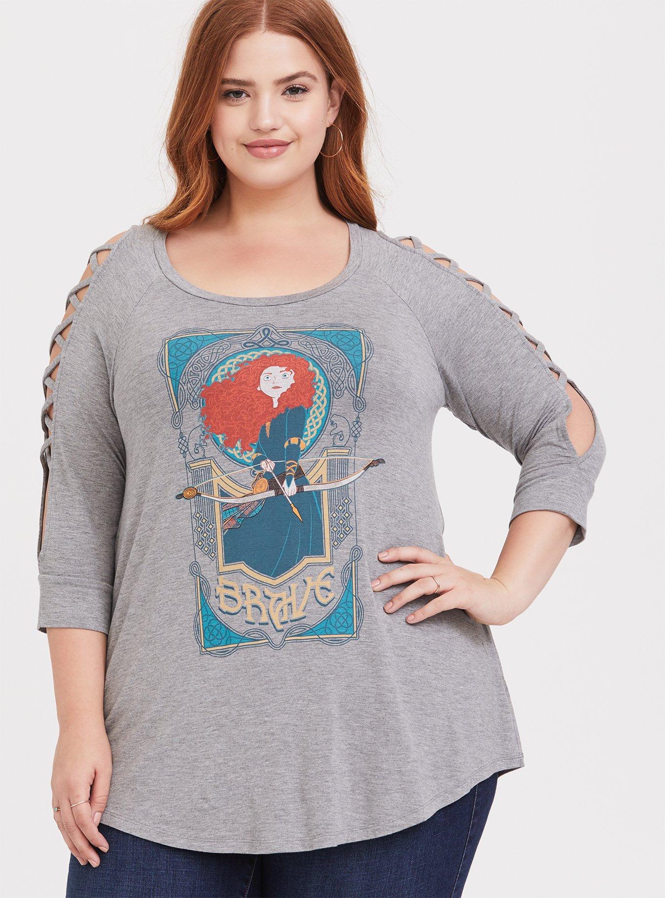 Plus Size - Disney Brave Merida Grey Lattice Sleeve Top - Torrid