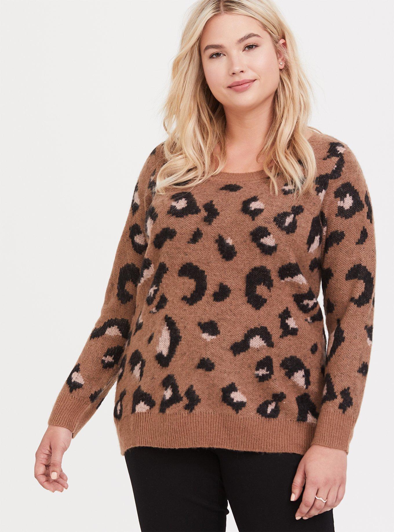 Plus Size - Leopard Brushed Pullover Sweater - Torrid