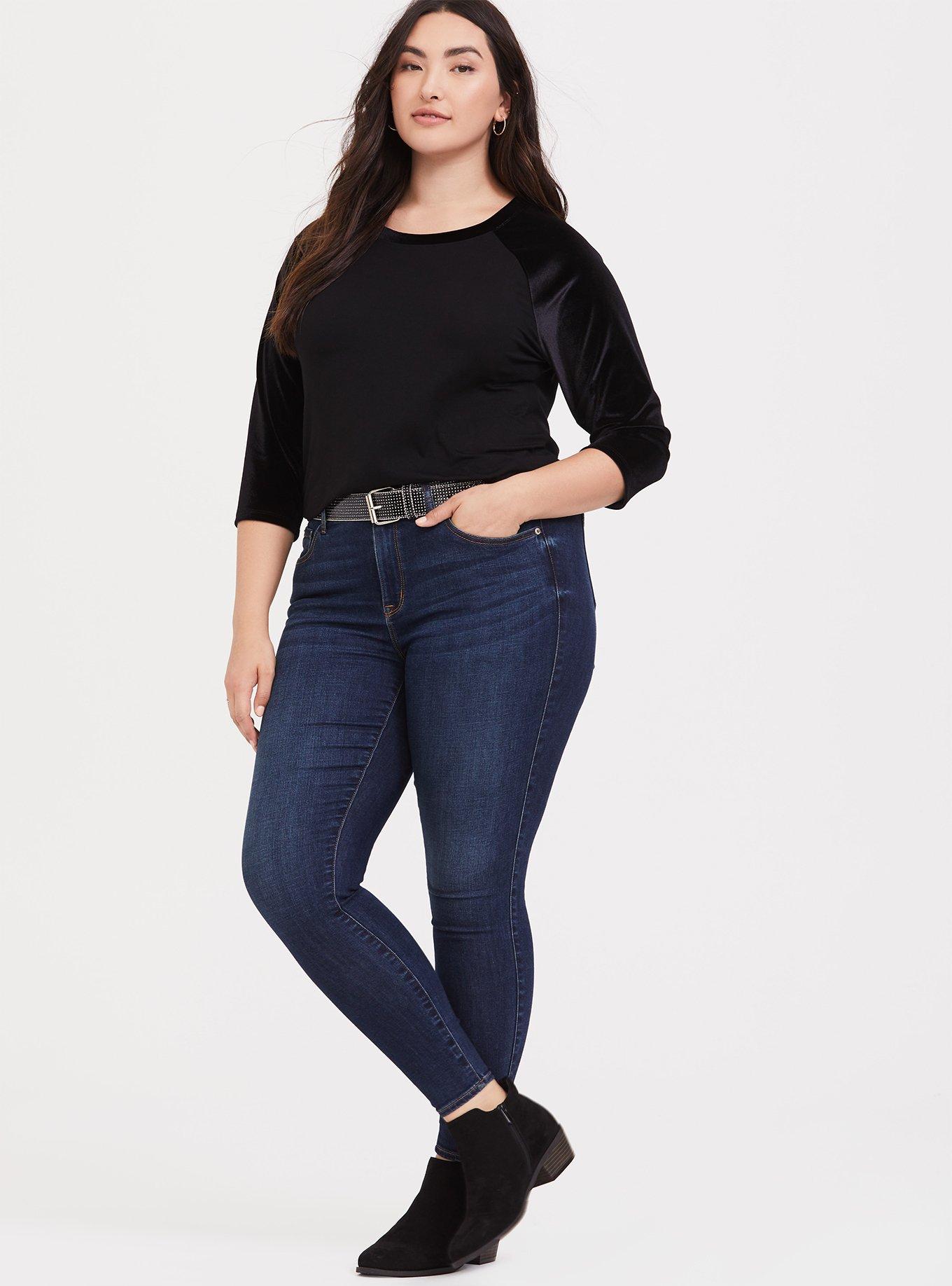 Plus Size - Super Soft Black Velvet Sleeve Tunic Tee - Torrid