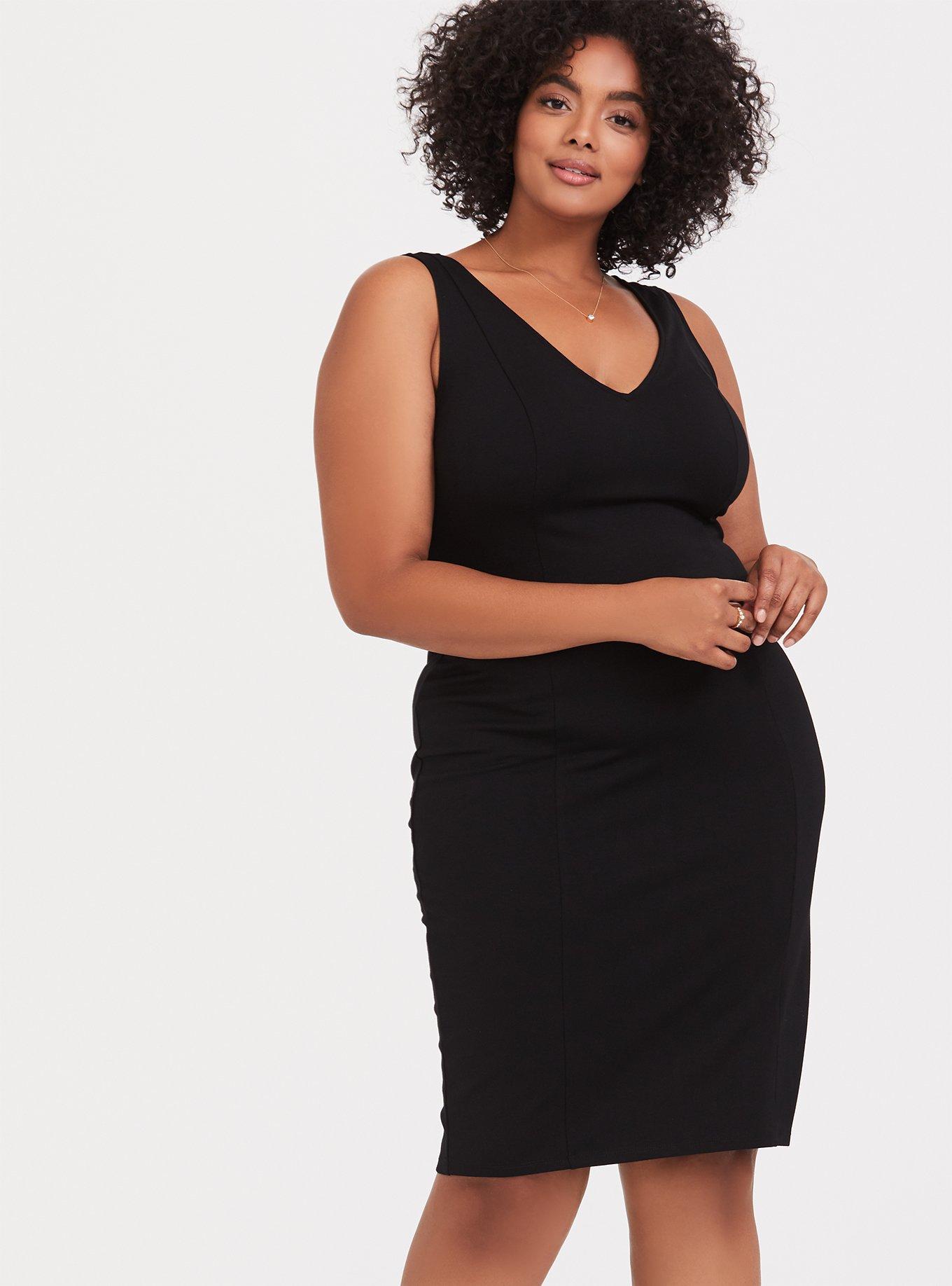 Plus Size - Black Premium Ponte Bodycon Mini Dress - Torrid