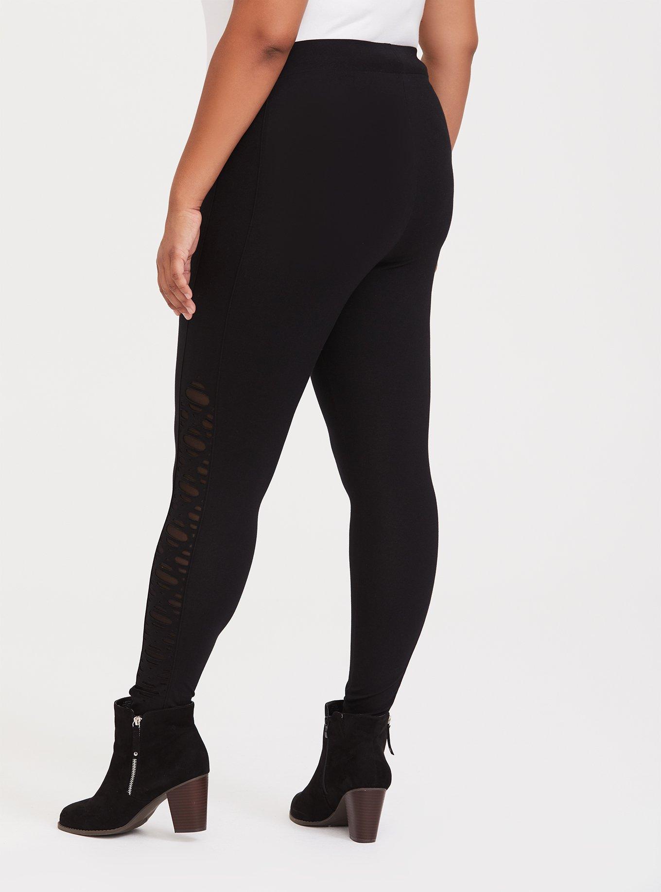 Plus Size - Premium Legging - Slashed Mesh Underlay Black - Torrid