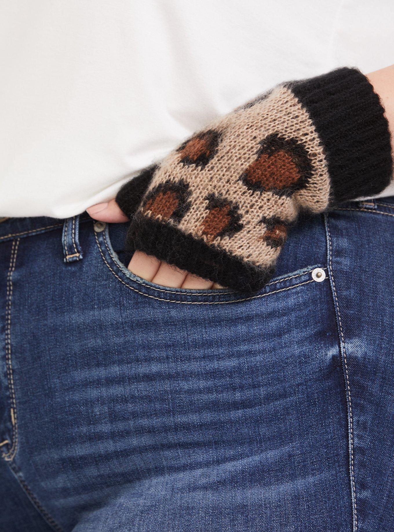 Plus Size - Leopard Print Fingerless Gloves - Torrid