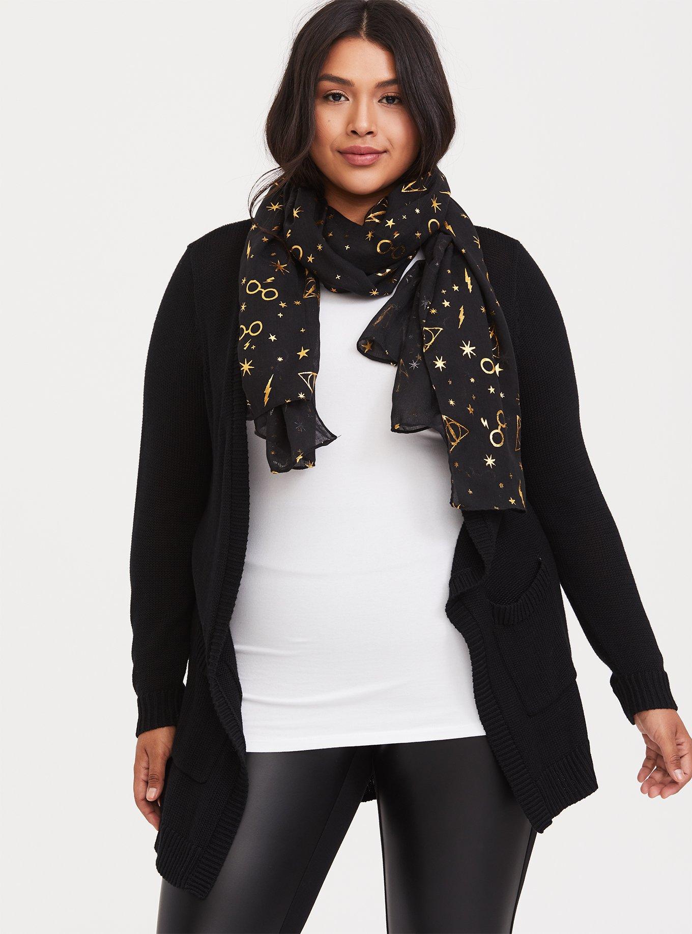 Plus Size - Harry Potter Symbol Gold Foil & Black Scarf - Torrid
