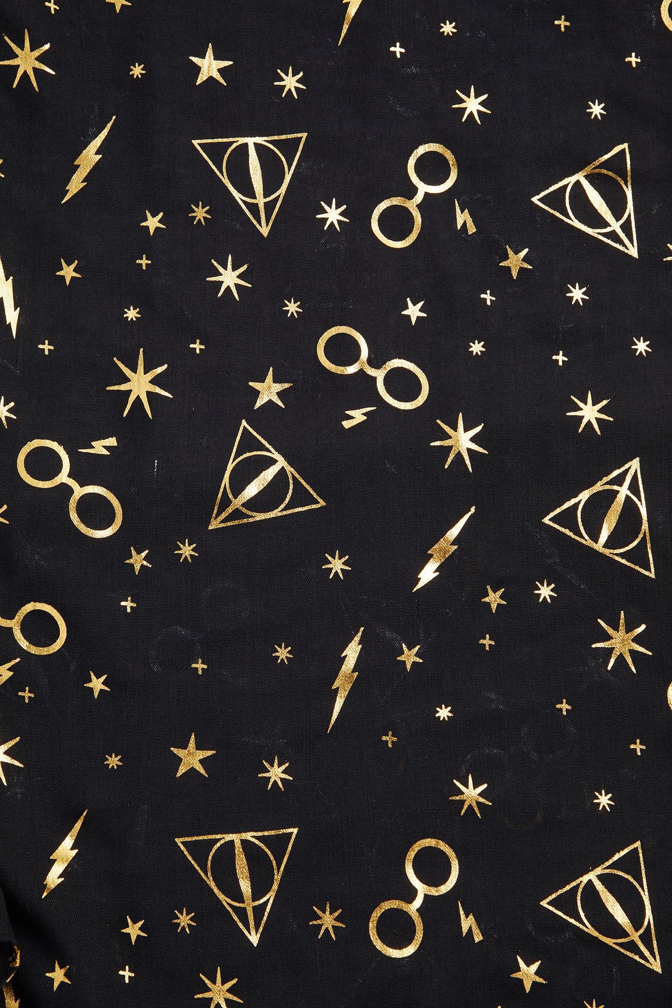 Plus Size - Harry Potter Symbol Gold Foil & Black Scarf - Torrid