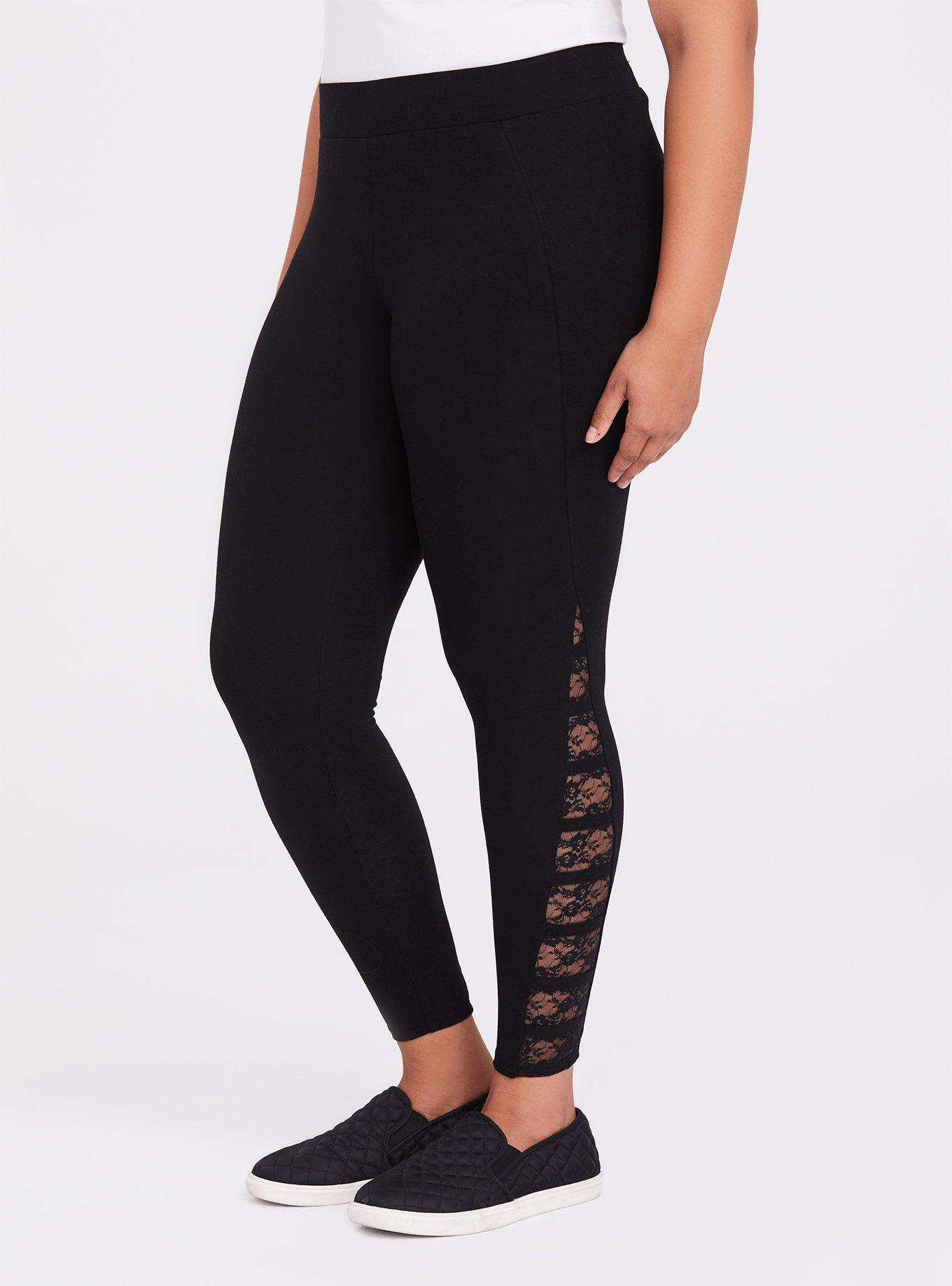 Plus Size - Premium Legging - Ladder Lace Insert Black - Torrid