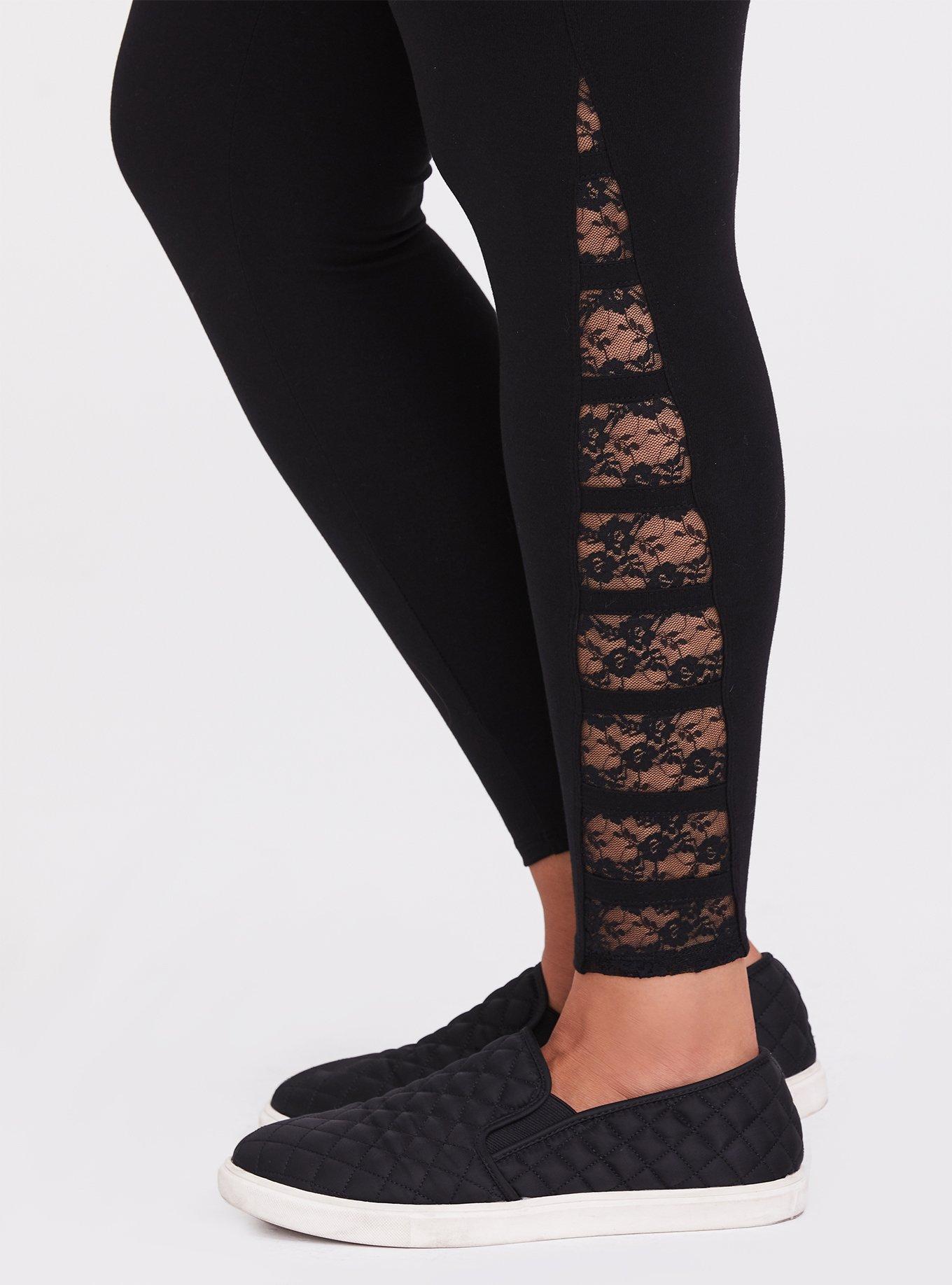Plus Size - Premium Legging - Ladder Lace Insert Black - Torrid
