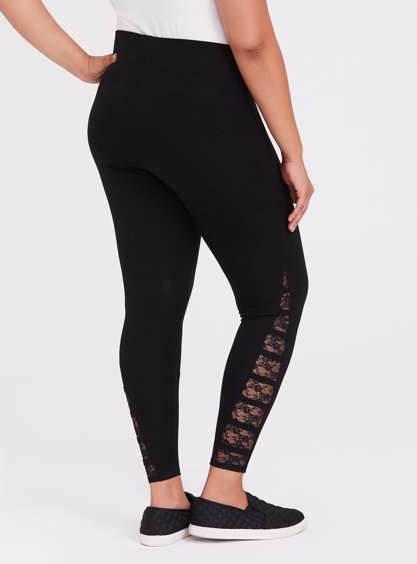 Plus Size - Premium Legging - Ladder Lace Insert Black - Torrid