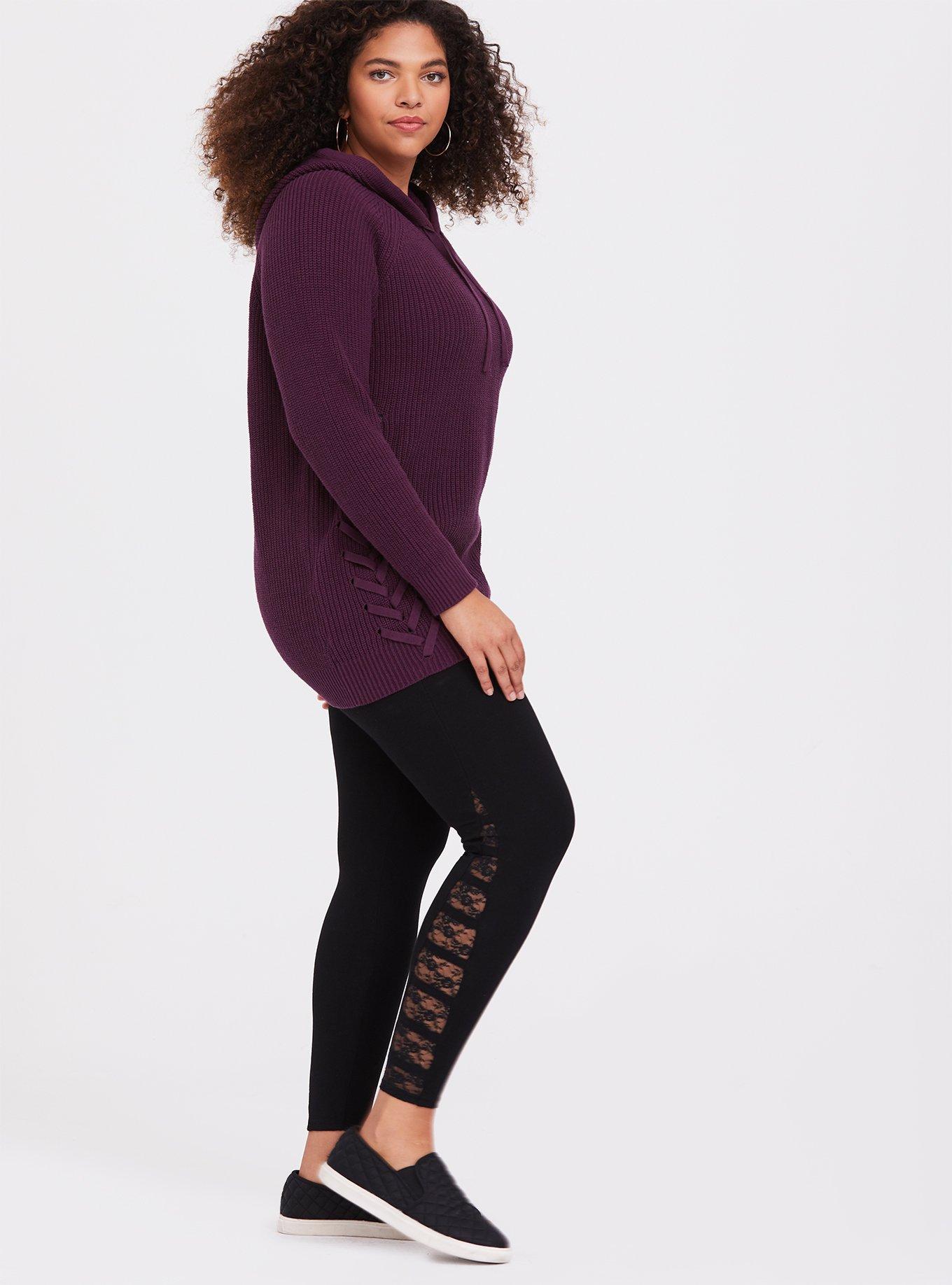 Plus Size - Premium Legging - Ladder Lace Insert Black - Torrid