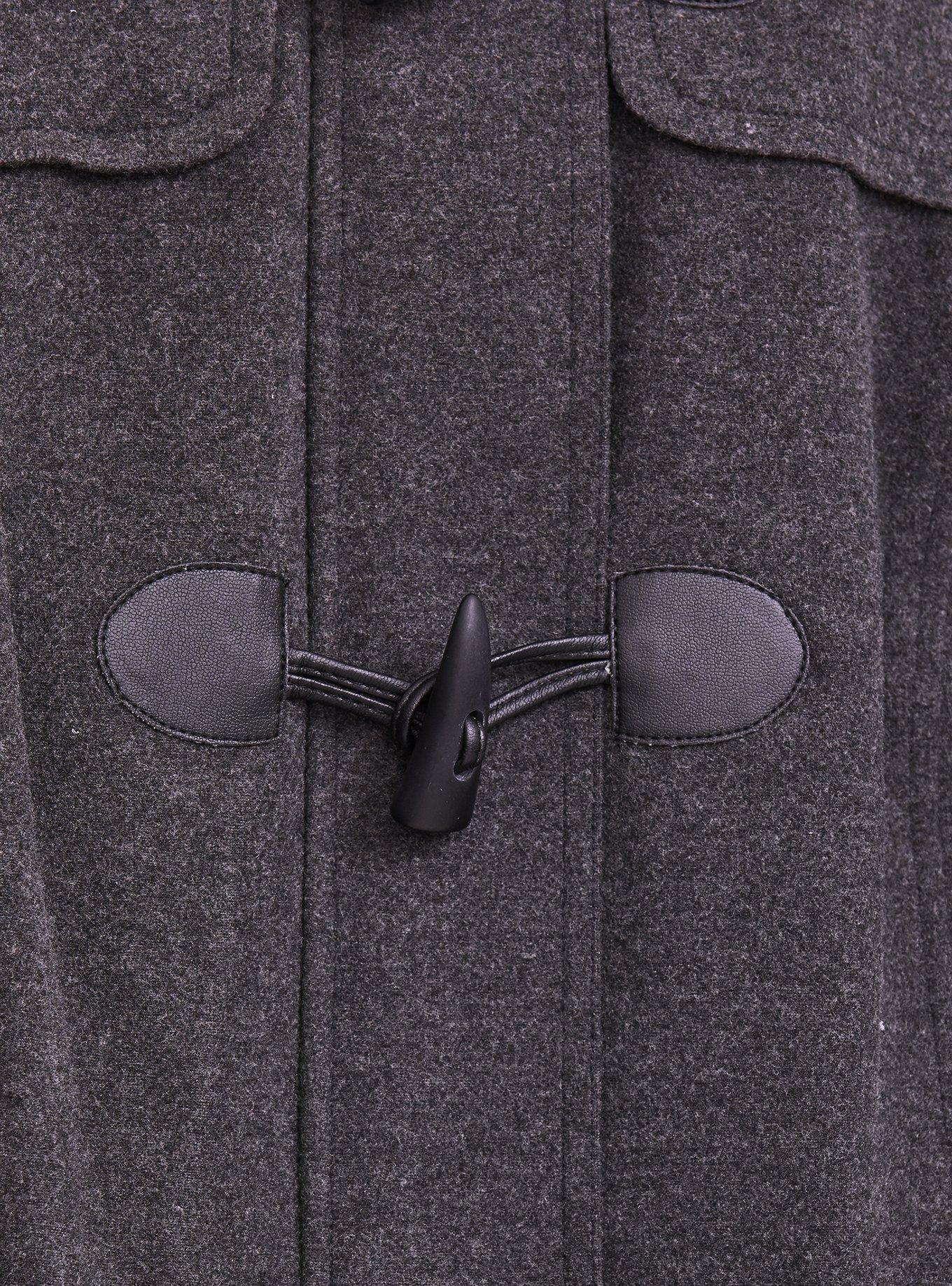 Plus Size - Dark Grey Brushed Hooded Toggle Coat - Torrid