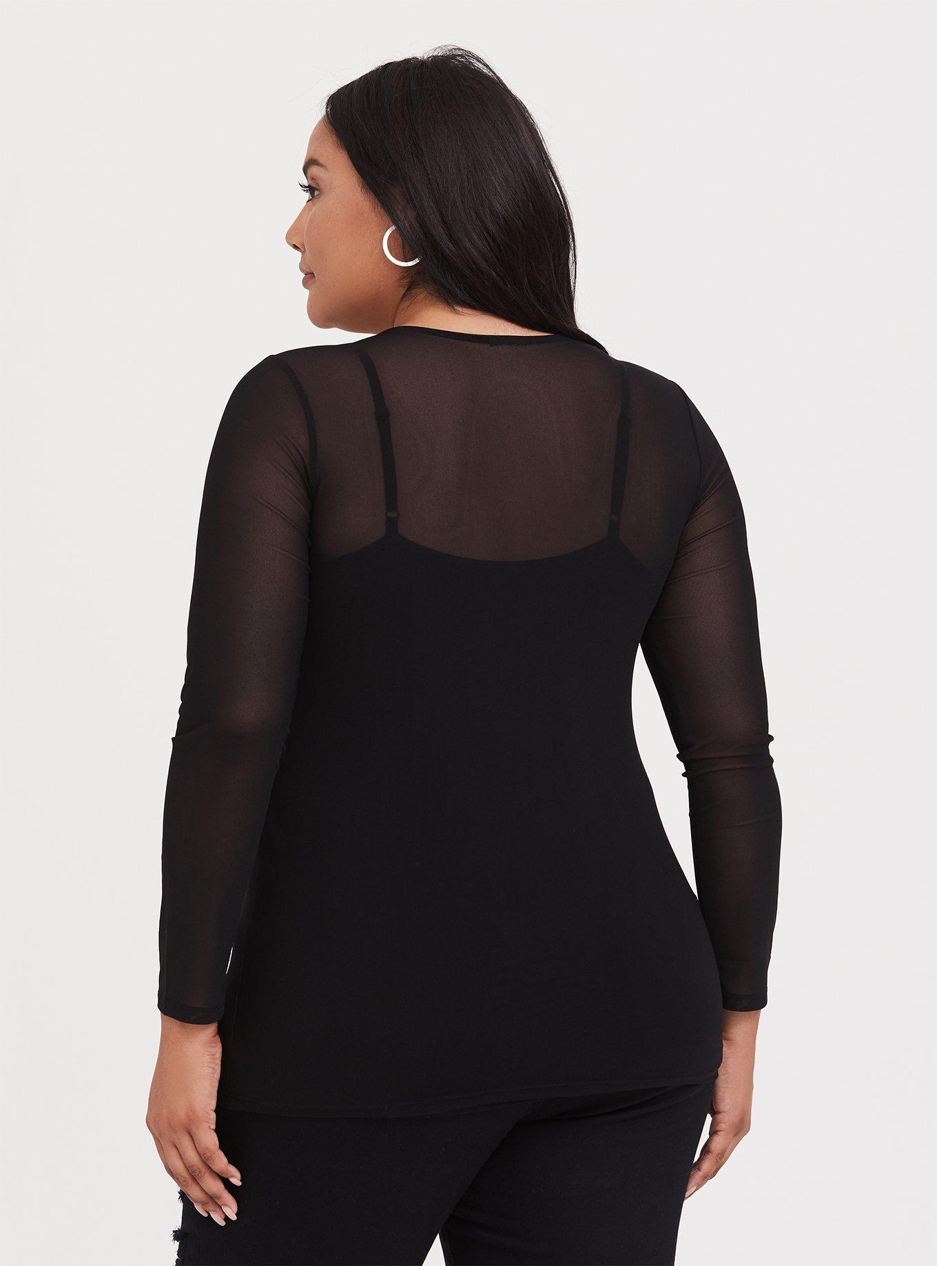 Plus Size - Black Mesh Embellished Top - Torrid