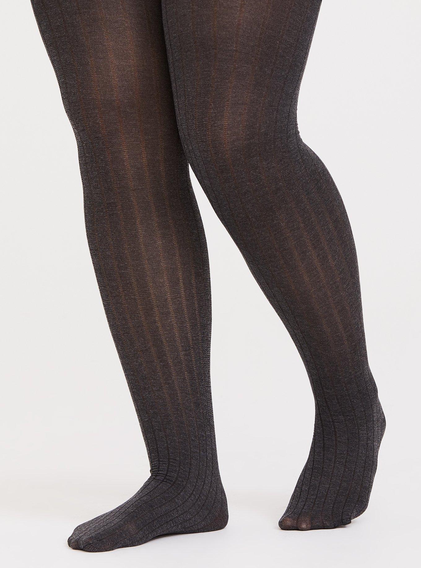 Plus Size - Dark Grey Rib Tights - Torrid