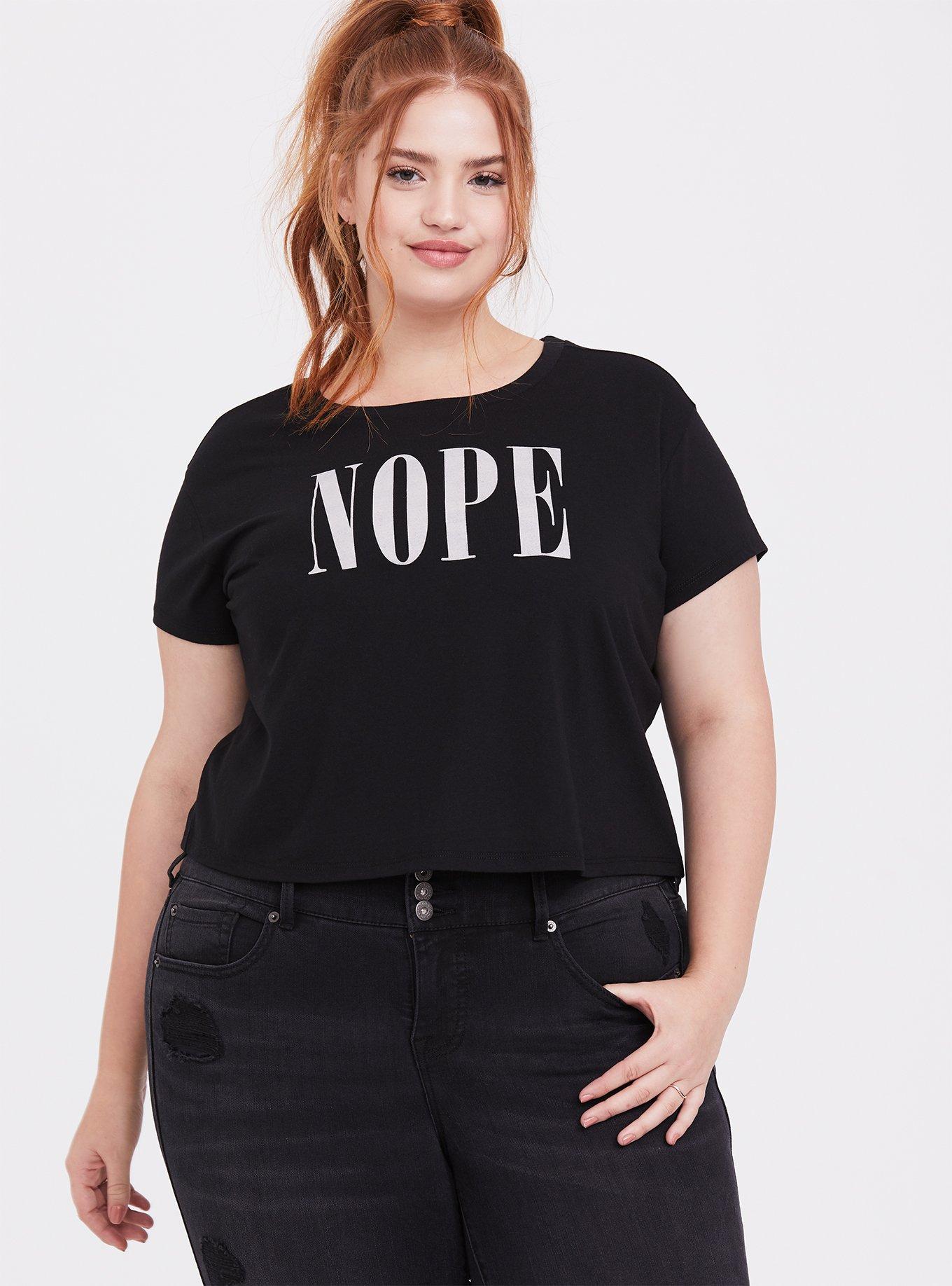 Plus Size - Nope Black Crop Tee - Torrid