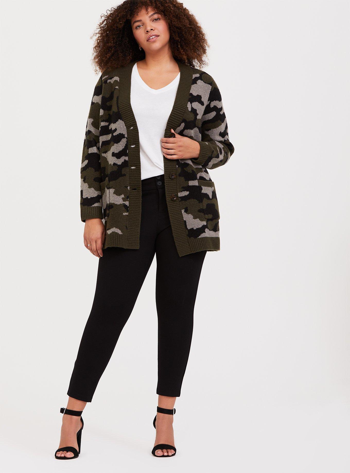 Plus Size - Camo Button Front Cardigan - Torrid