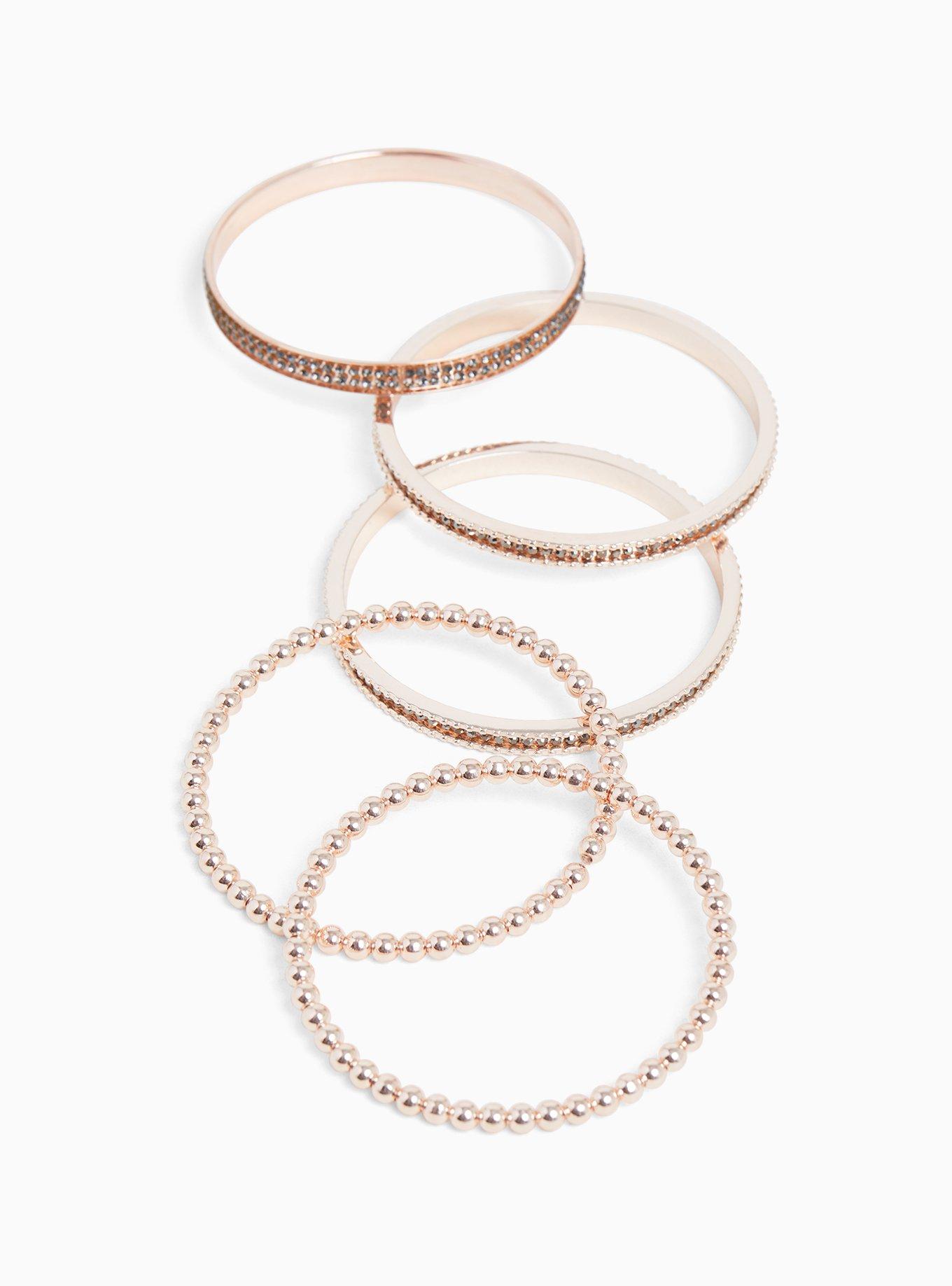 Plus Size - Rose Gold-Tone Stackable Bangle Set - Set of 5 - Torrid