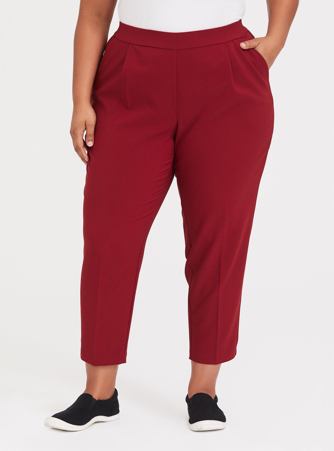 Plus Size - High Rise Ankle Pant - Dark Red - Torrid