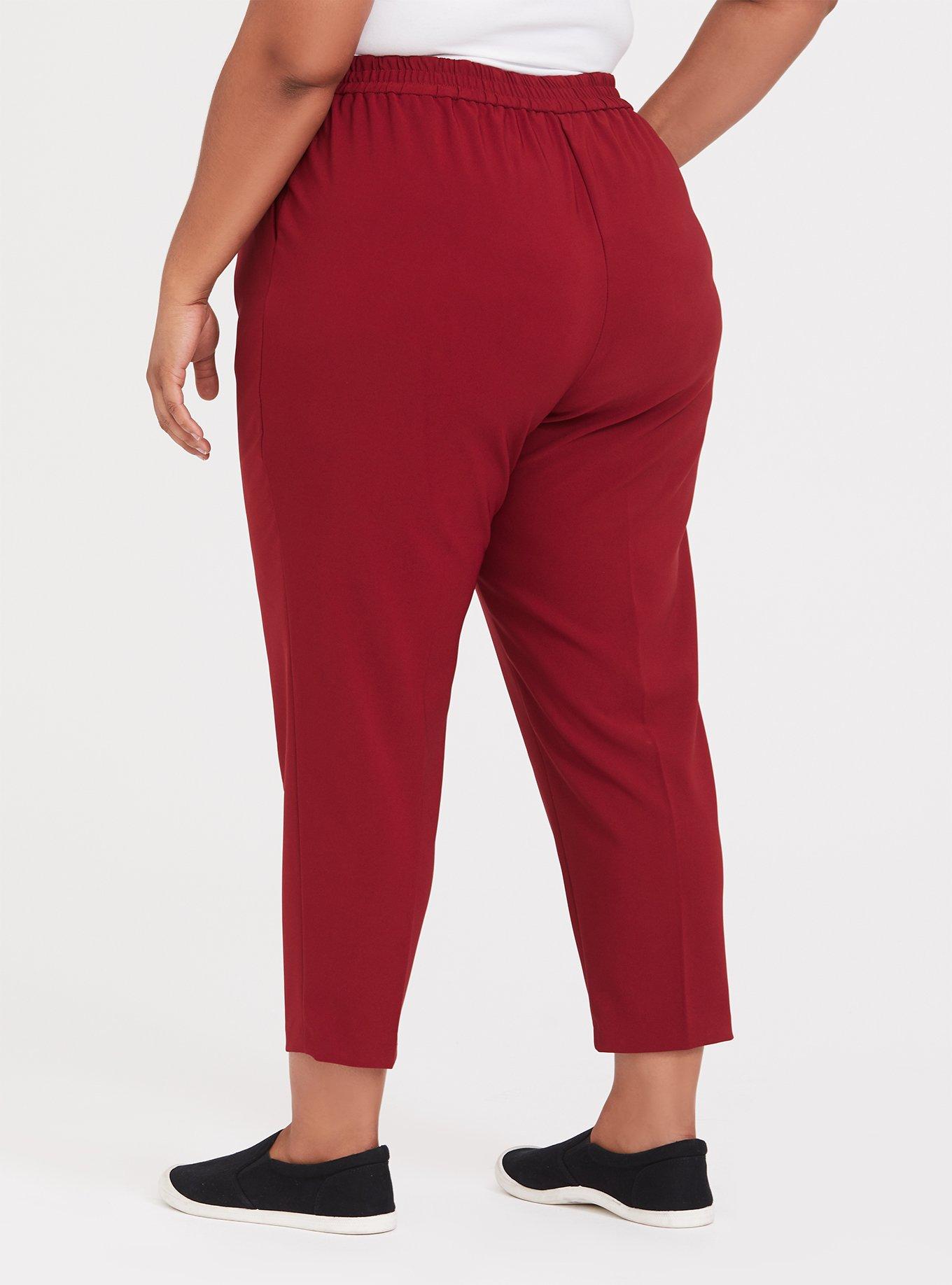 Plus Size - High Rise Ankle Pant - Dark Red - Torrid