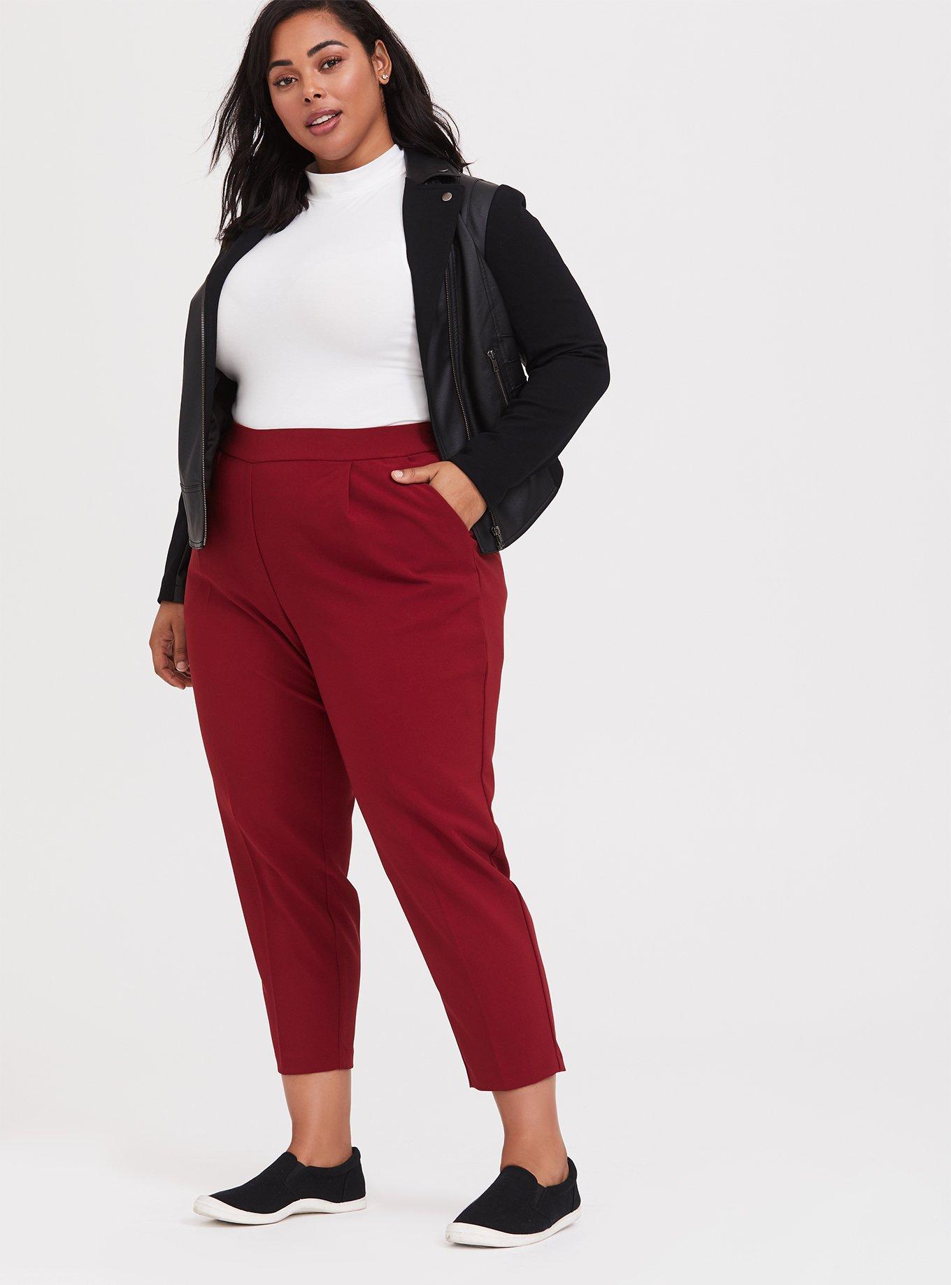 Plus Size - High Rise Ankle Pant - Dark Red - Torrid