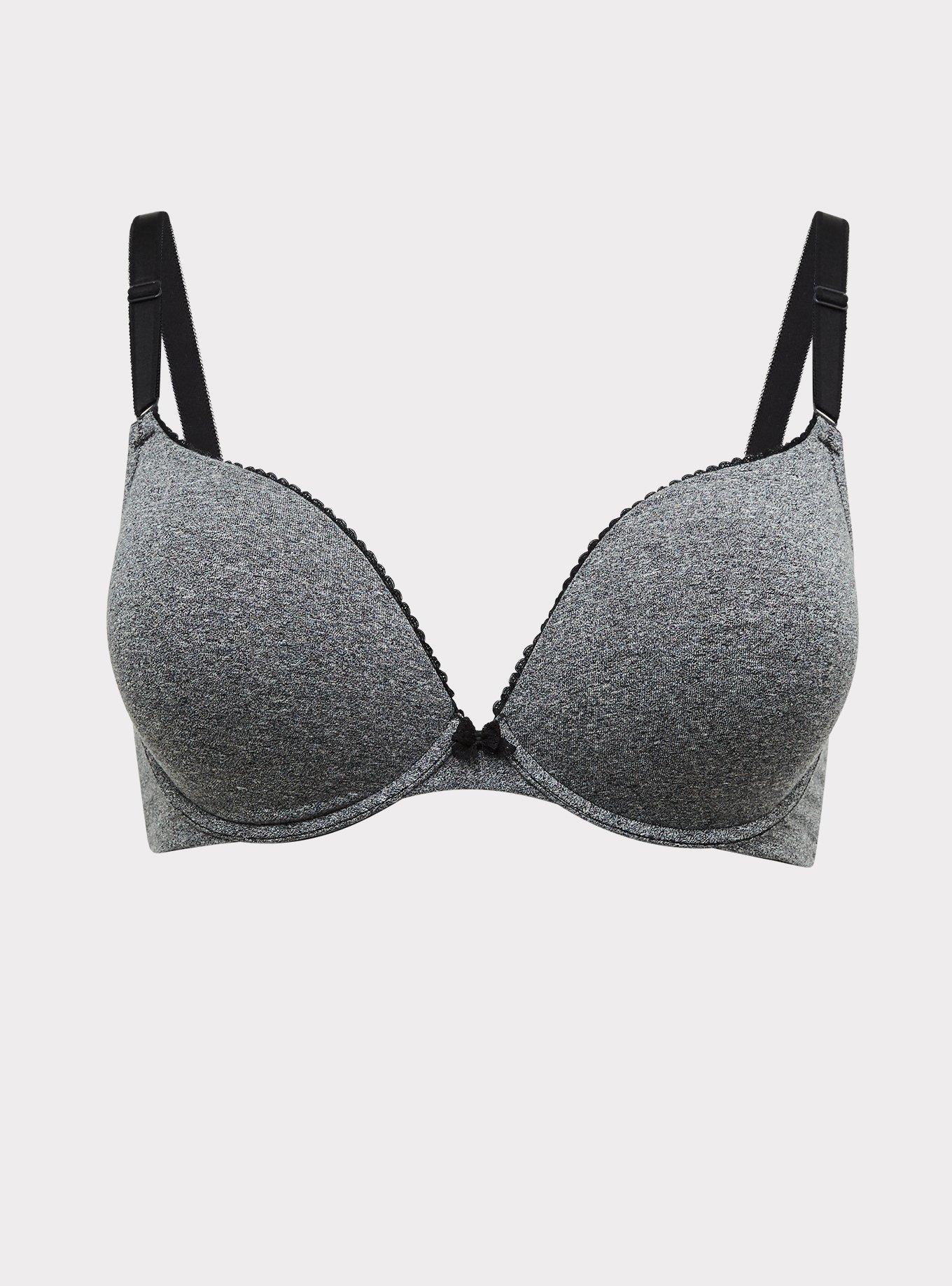 Plus Size - Heather Grey Cotton 360° Back Smoothing™ Push-Up Plunge Bra ...