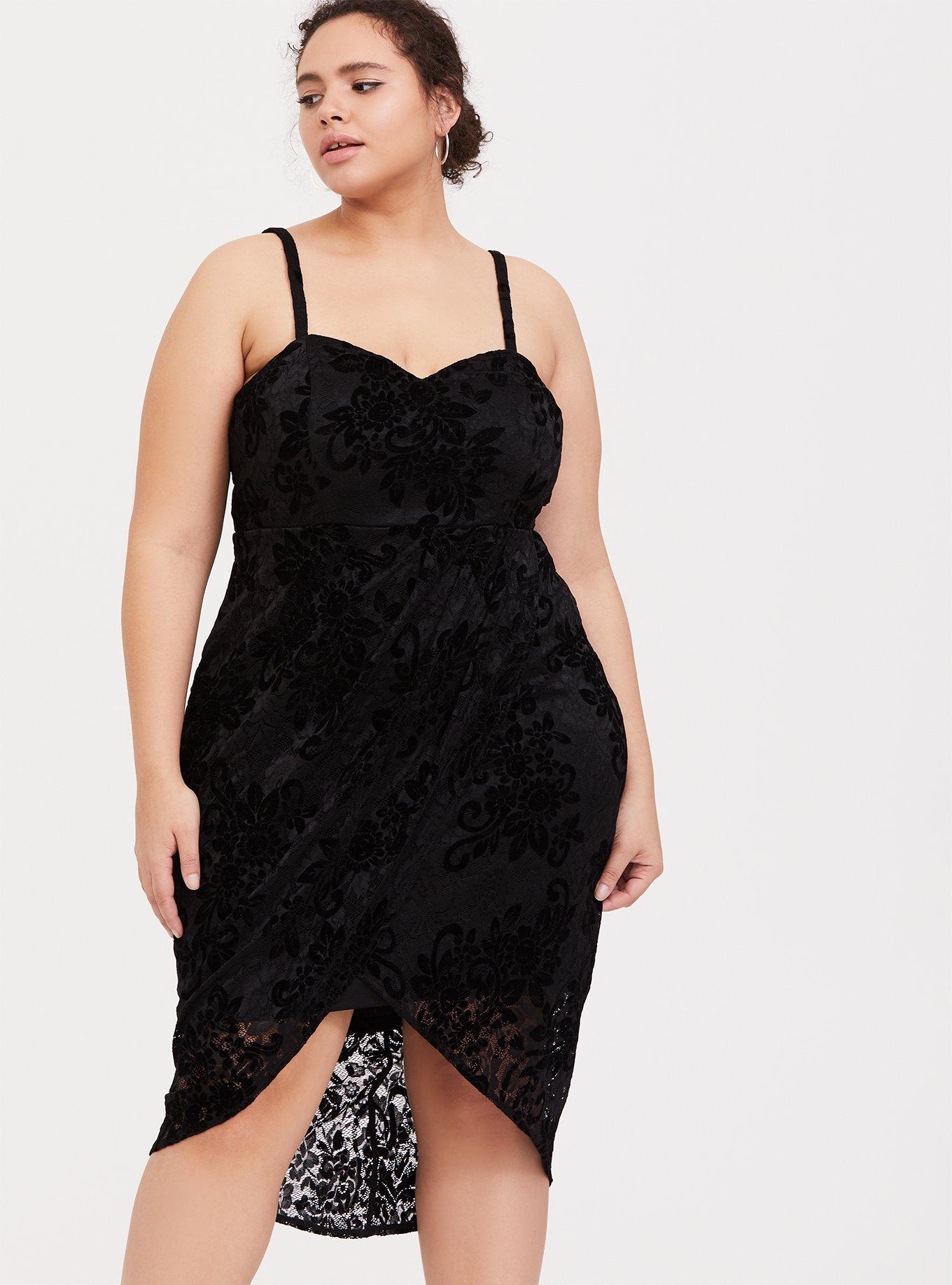 Plus Size - Black Lace Strapless Wrap Dress - Torrid
