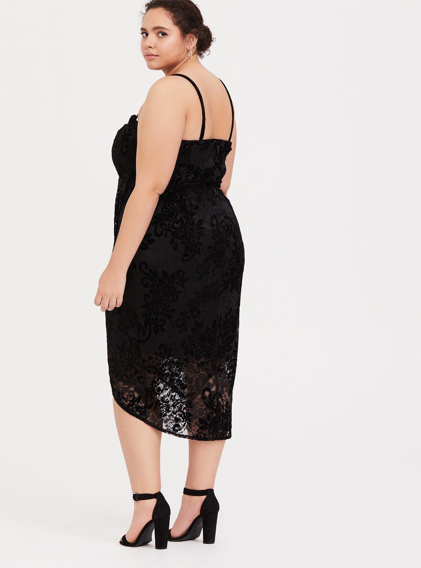 Plus Size - Black Lace Strapless Wrap Dress - Torrid