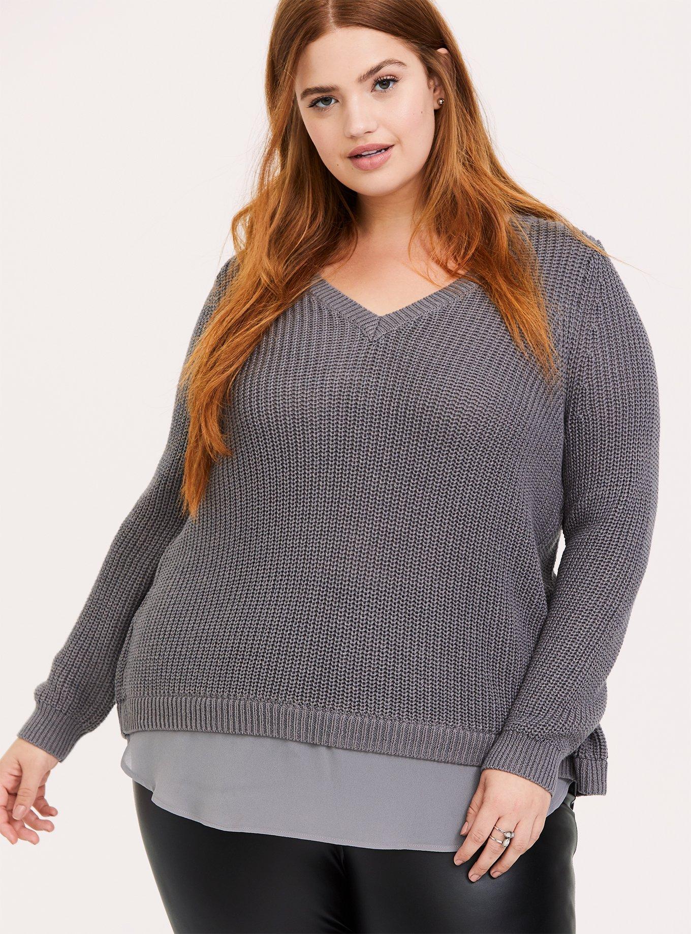 Plus Size - Pullover Lace-Up Back Tunic Sweater - Torrid