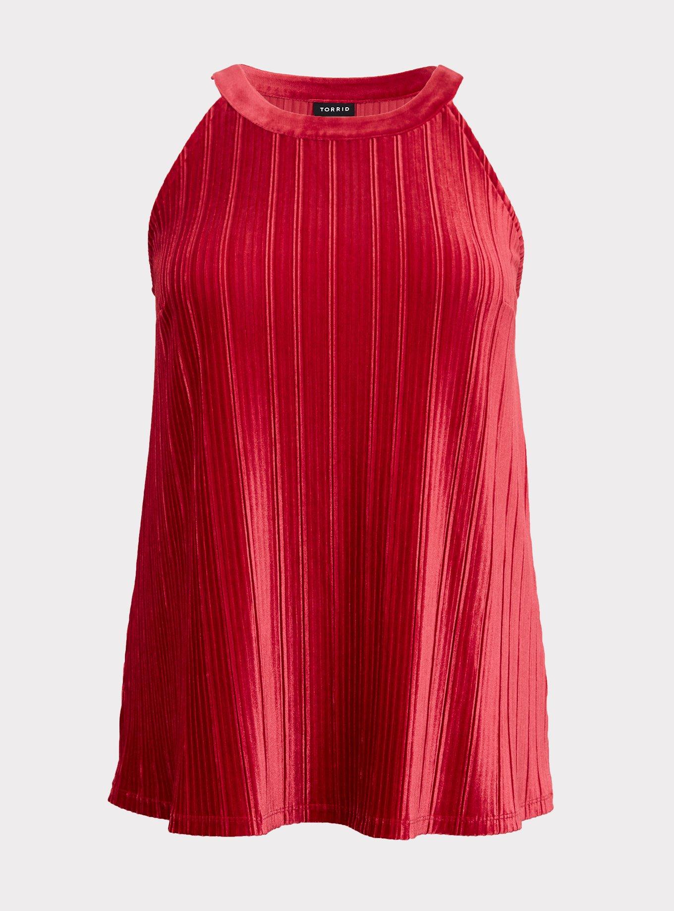 Plus Size - Red Velvet Pleated Goddess Tank - Torrid