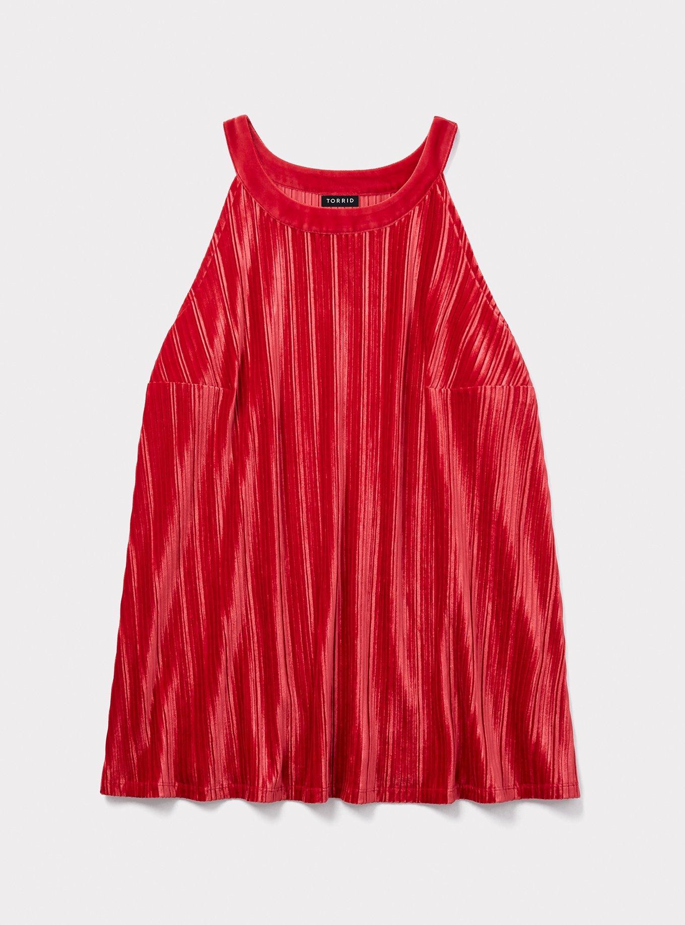 Plus Size - Red Velvet Pleated Goddess Tank - Torrid