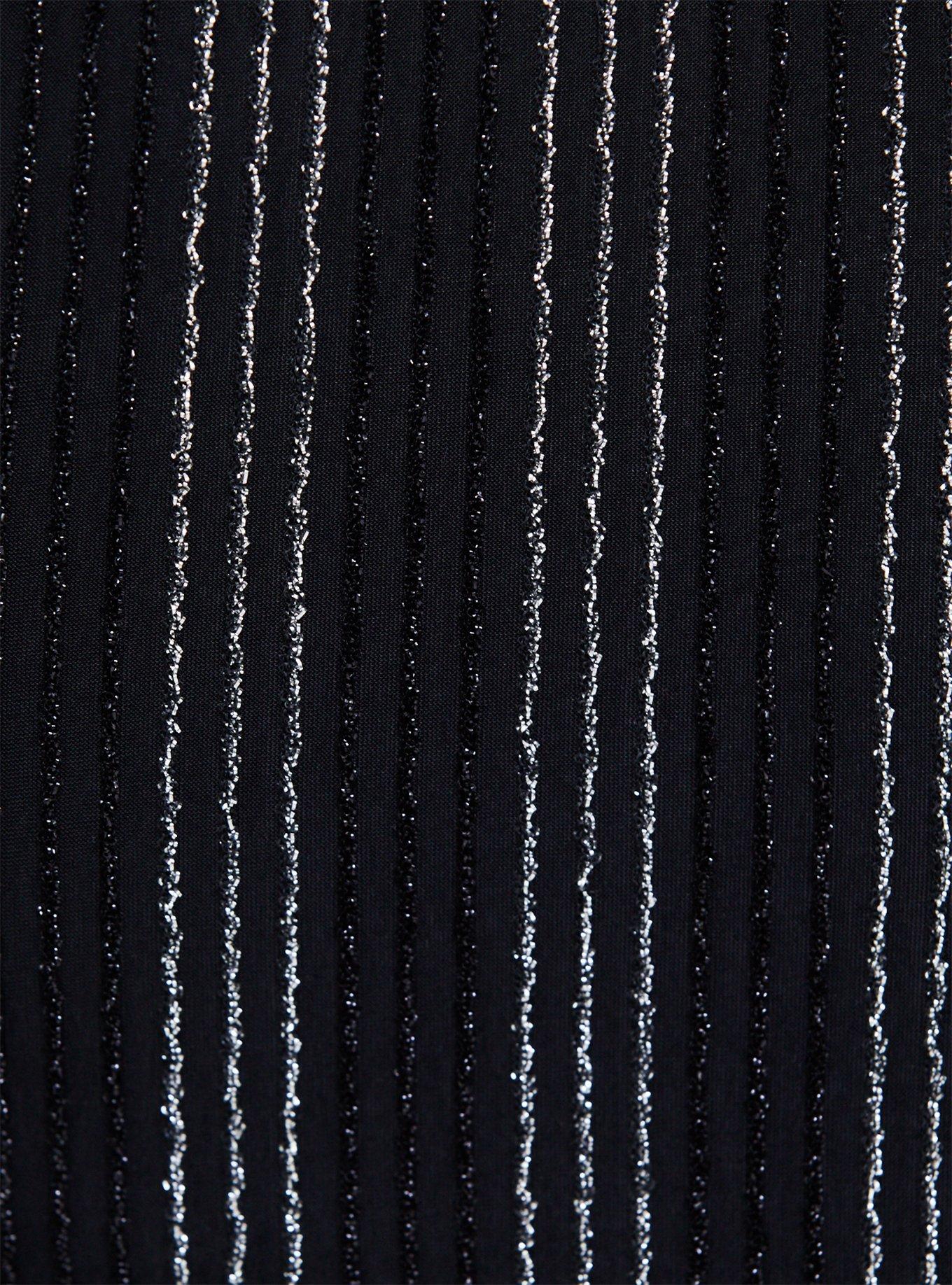 Plus Size - Black Metallic Lurex Stripe Wrap Dress - Torrid