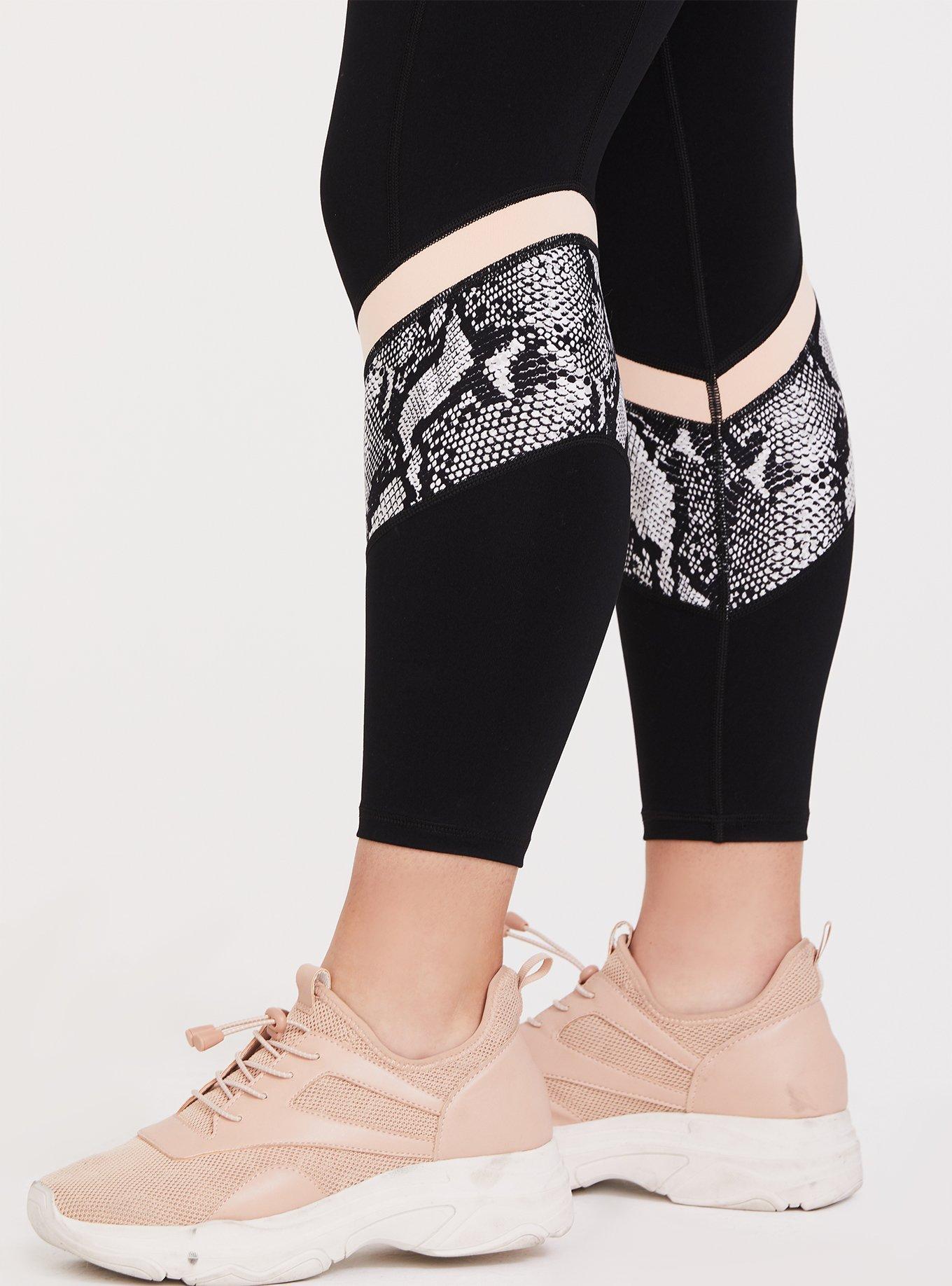 Plus Size - Black Snakeskin Print Inset Wicking Active Legging with ...