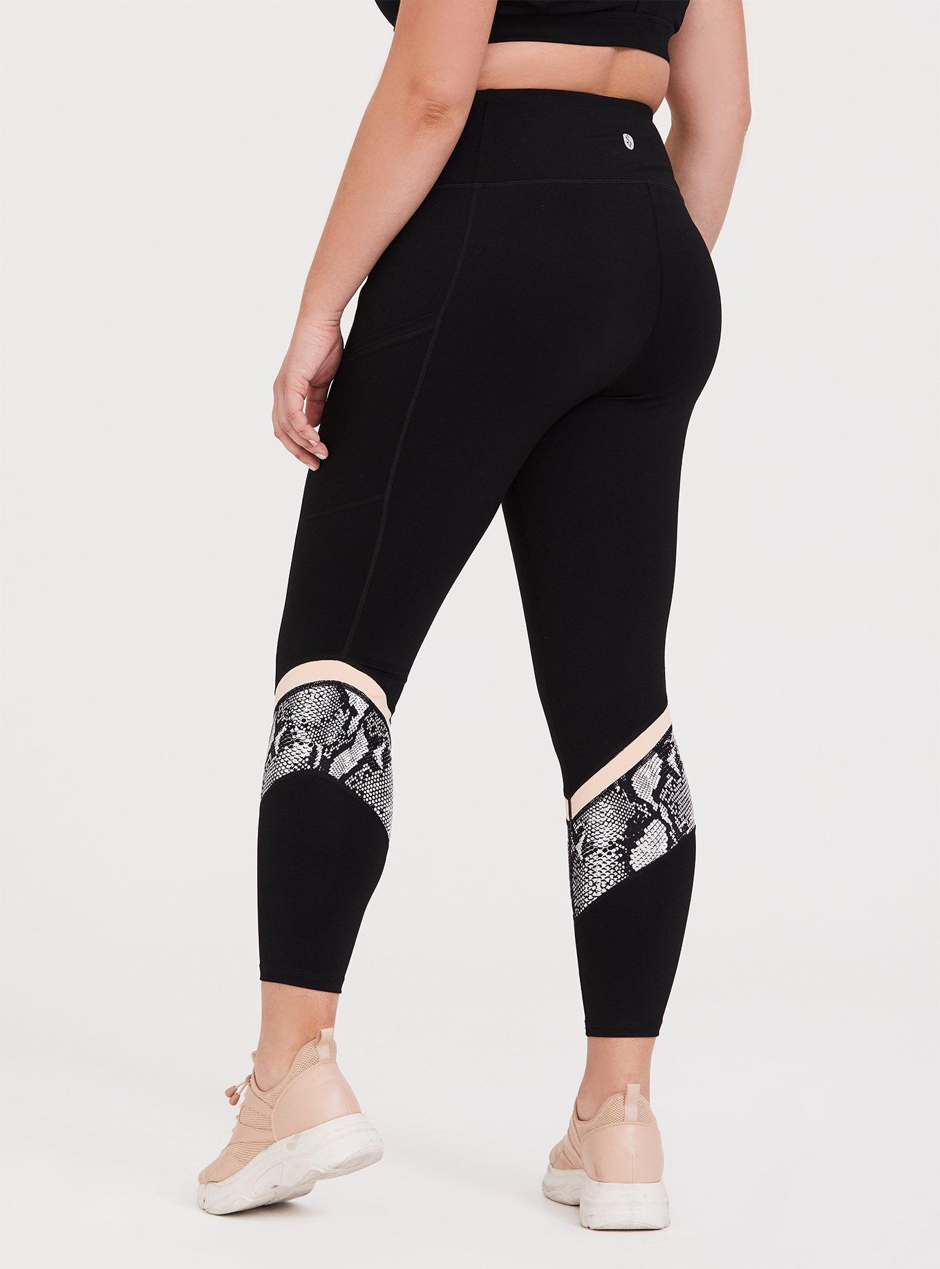 Plus Size - Black Snakeskin Print Inset Wicking Active Legging with ...