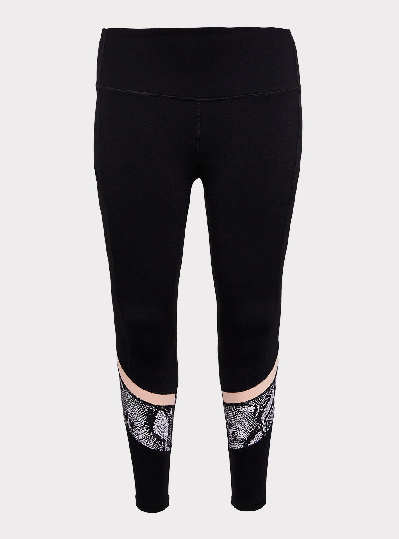 Plus Size - Black Snakeskin Print Inset Wicking Active Legging with ...