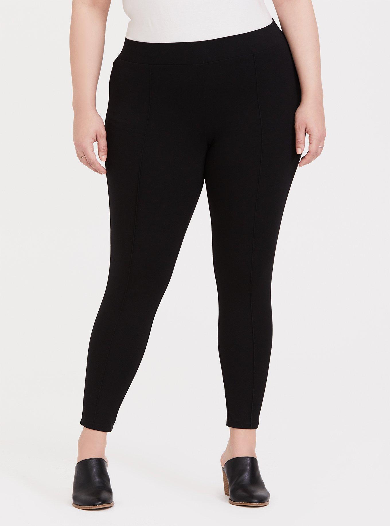 Plus Size - Platinum Legging - Front Pintuck Ponte Black - Torrid