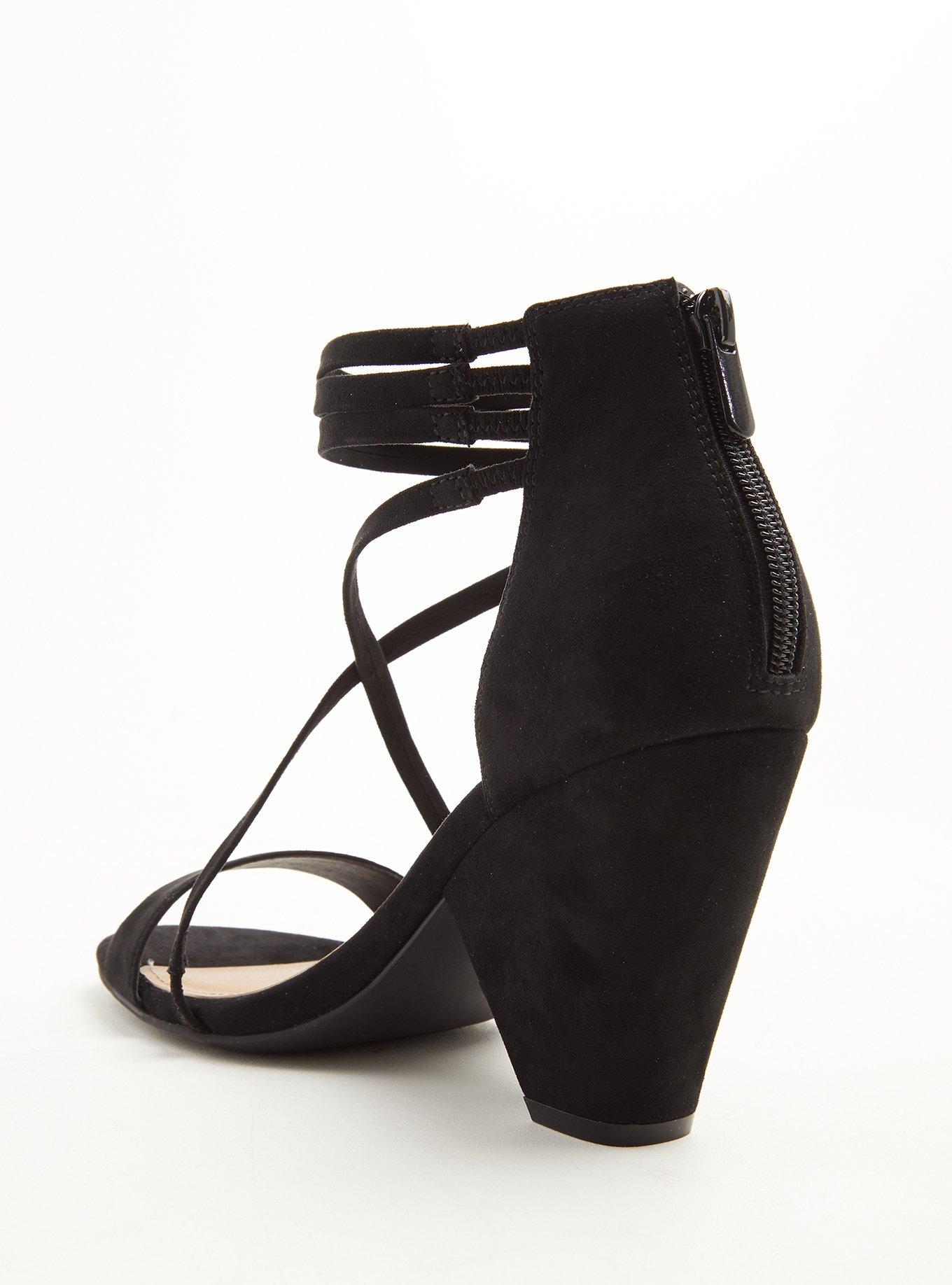 Plus Size - Black Faux Suede Strappy Cone Heel (WW) - Torrid