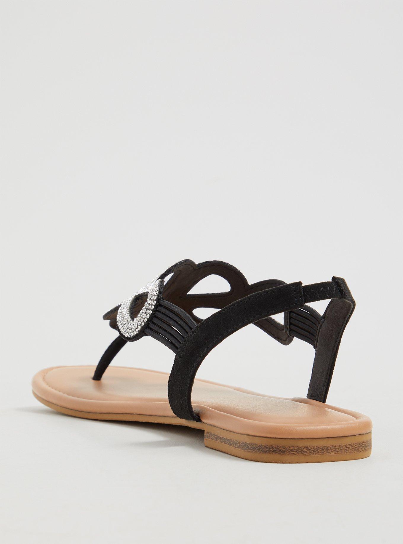 Plus Size - Black Rhinestone Cutout Slingback Sandal (WW) - Torrid