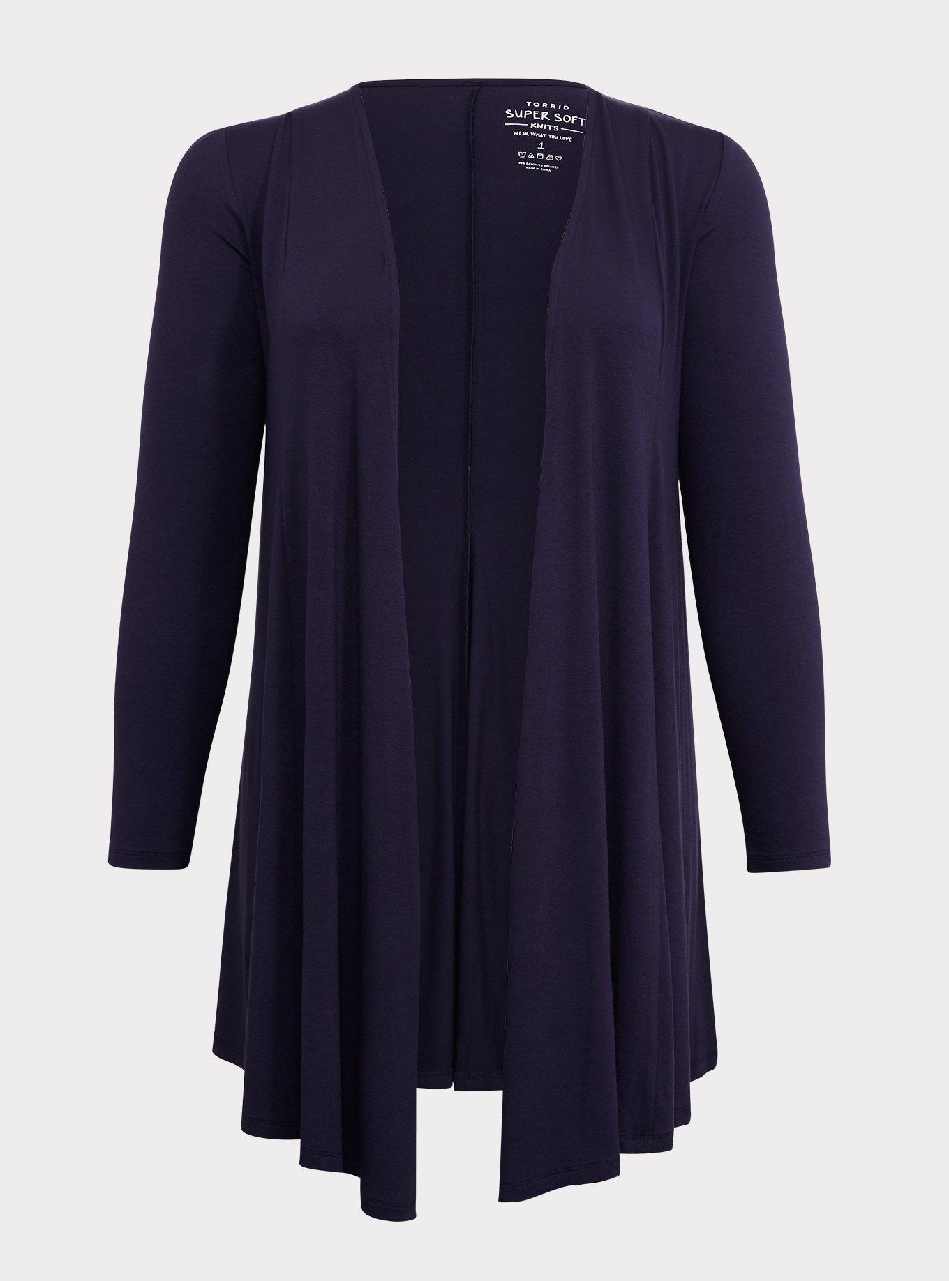 Plus Size - Super Soft Navy Open Front Cardigan - Torrid