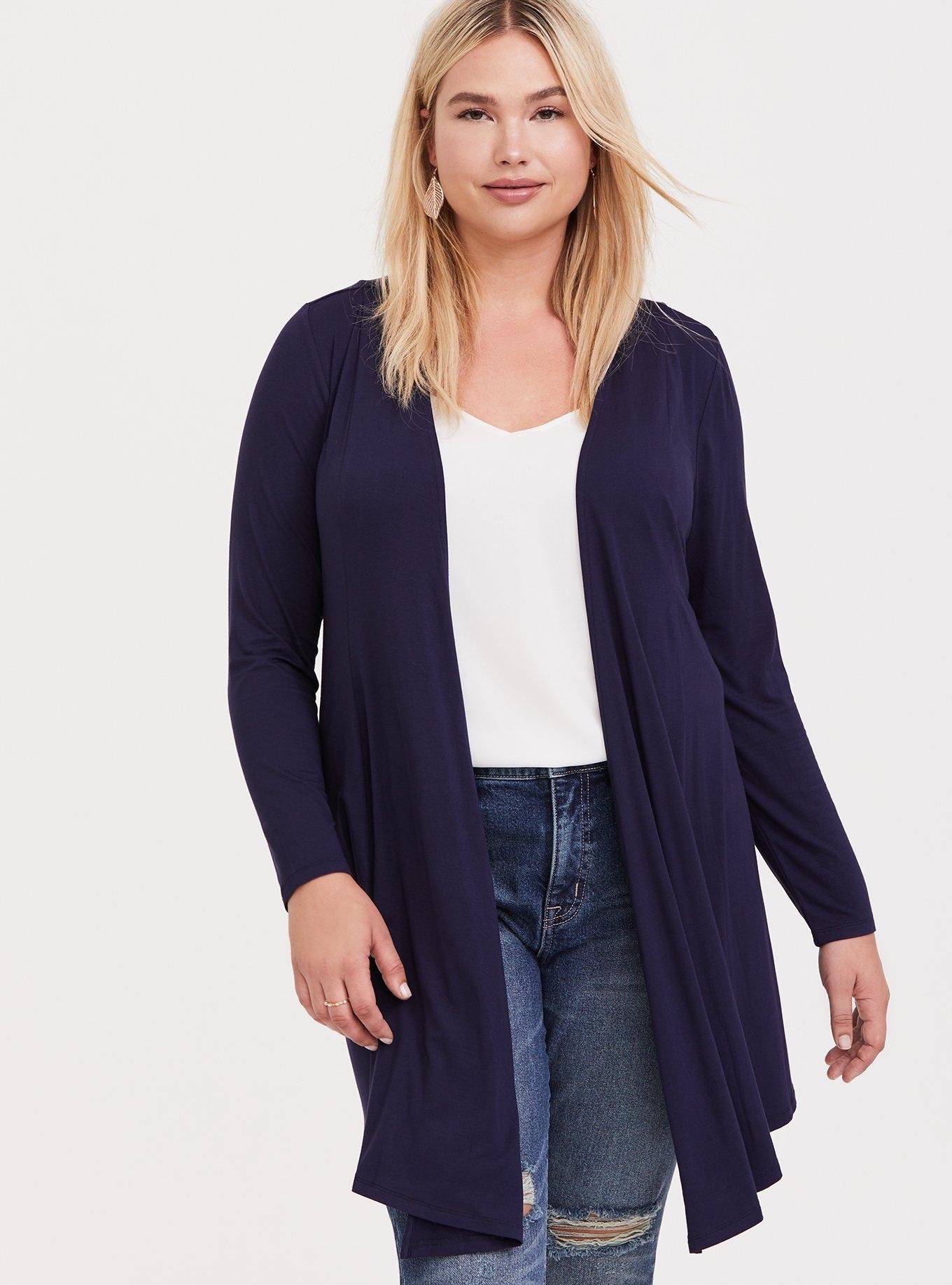 Plus Size - Super Soft Navy Open Front Cardigan - Torrid