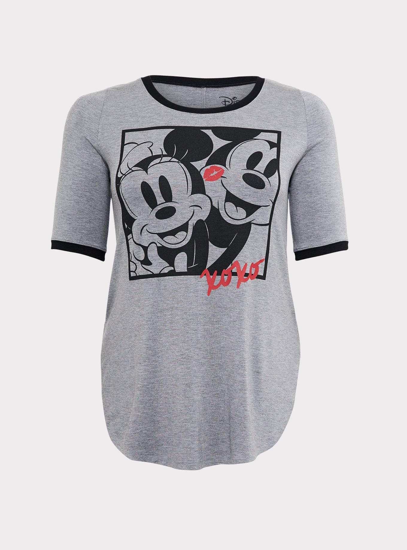 Plus Size - Disney Mickey & Minnie Heathered Grey Ringer Tee - Torrid
