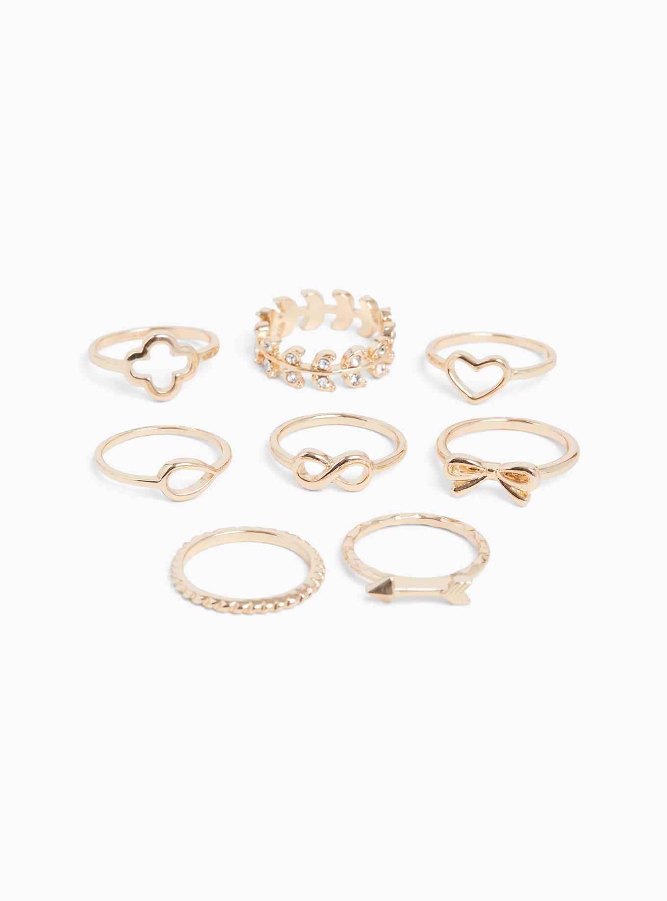 Plus Size - Gold-Tone Infinity Stackable Ring Set - Set of 8 - Torrid