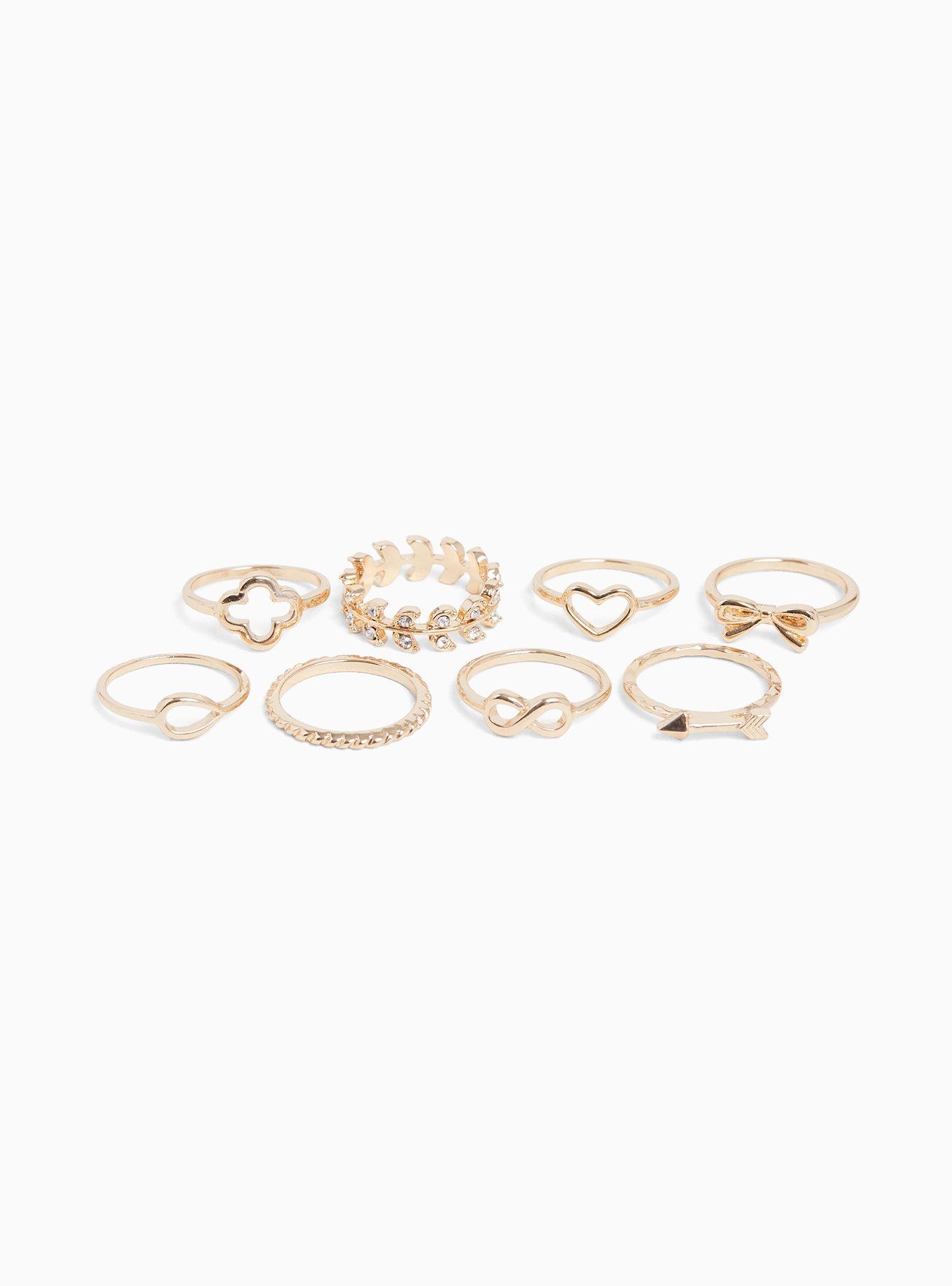 Plus Size - Gold-Tone Infinity Stackable Ring Set - Set of 8 - Torrid