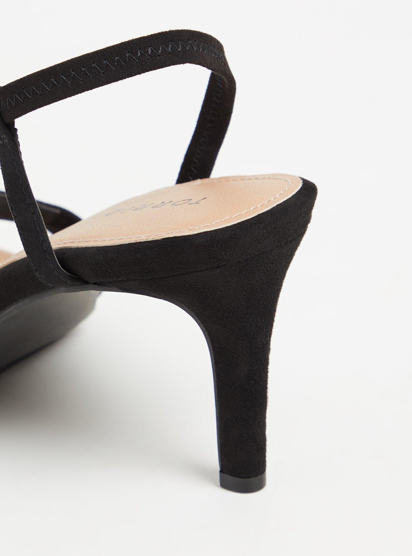Plus Size - Black Faux Suede Sling Back Stiletto Heel (WW) - Torrid