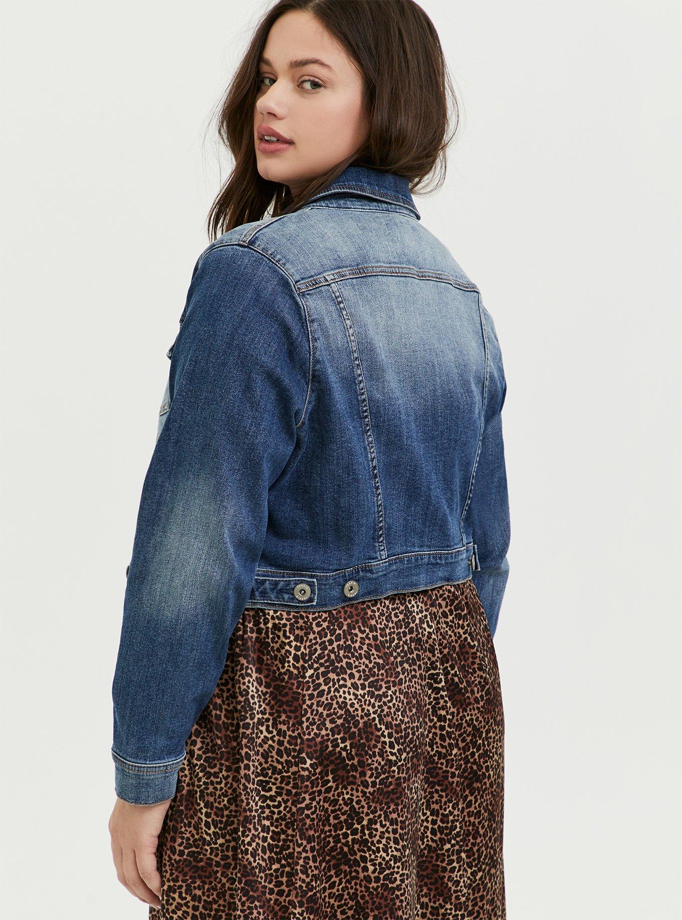 Plus Size - Crop Denim Jacket - Medium Wash - Torrid