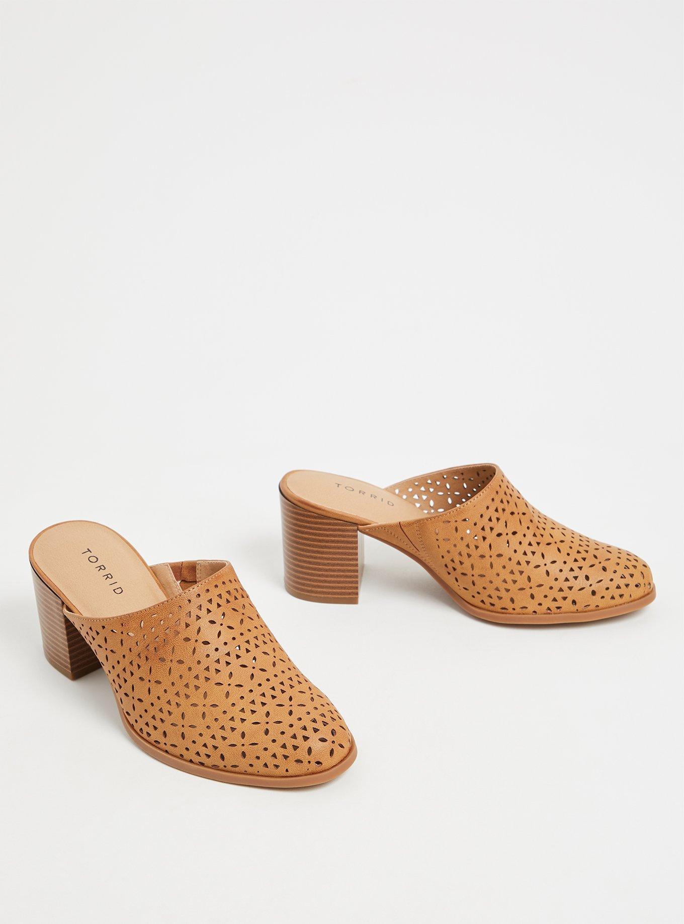 Plus Size - Cognac Faux Leather Laser Cut Mule (WW) - Torrid
