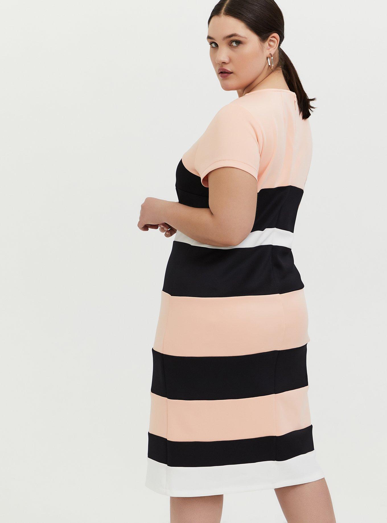Plus Size - Peach Colorblock Scuba Knit Sheath Dress - Torrid