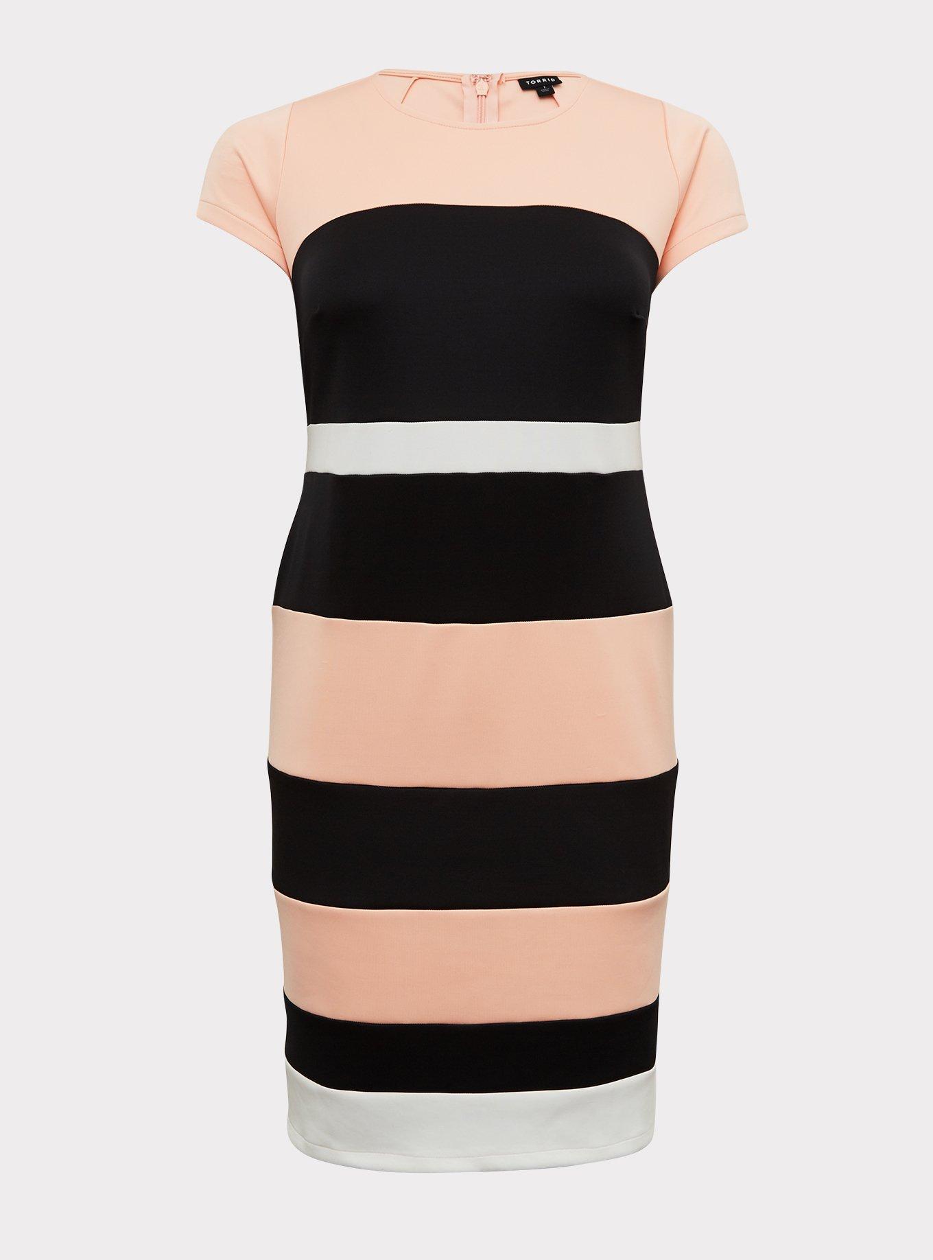 Plus Size - Peach Colorblock Scuba Knit Sheath Dress - Torrid
