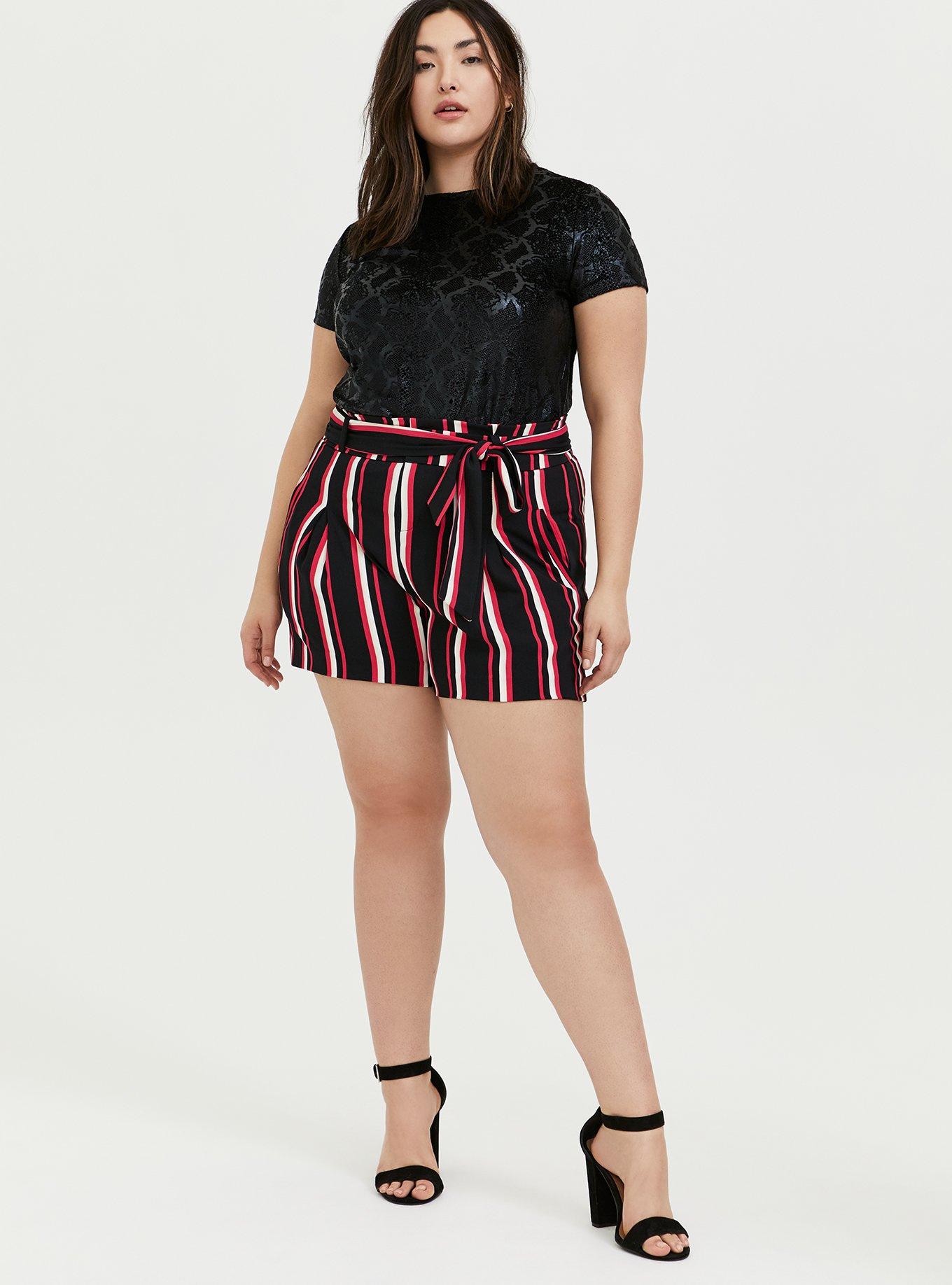 Plus Size - Black Snakeskin Print Velvet High Neck Tee - Torrid