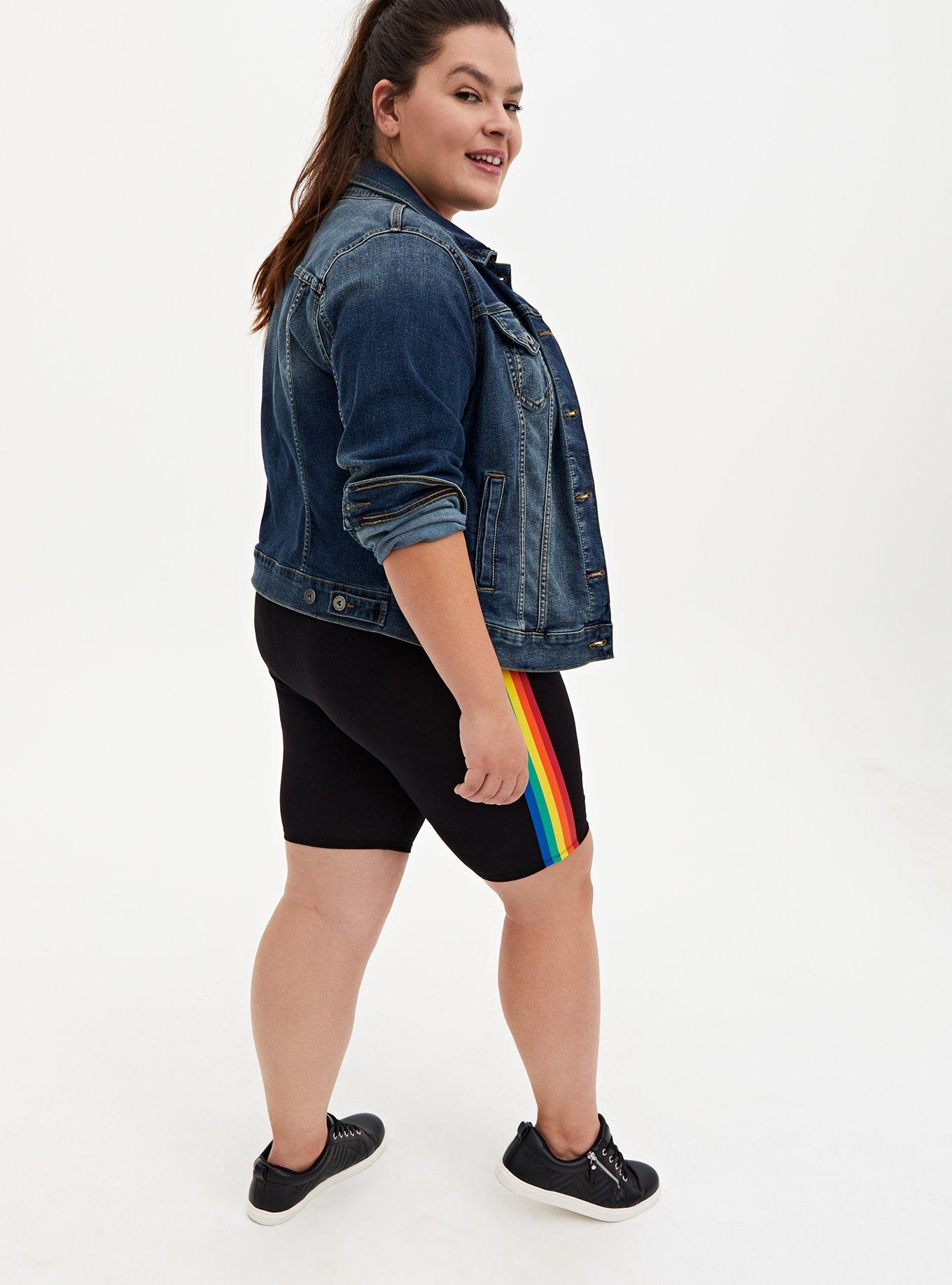 Plus Size - Black Rainbow Stripe Bike Short - Torrid