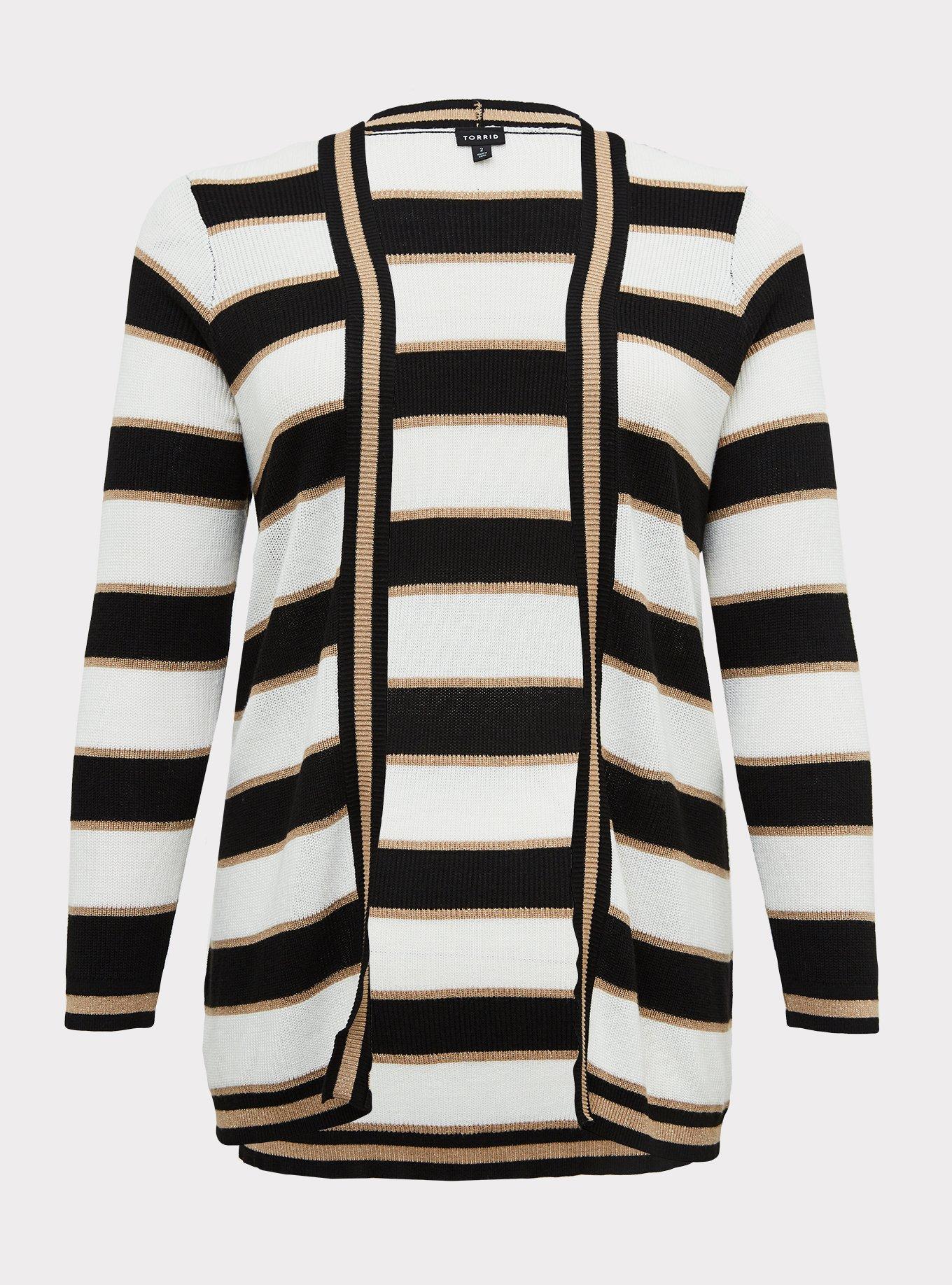 Plus Size - Multi Shimmer Stripe Rib Open Front Cardigan - Torrid
